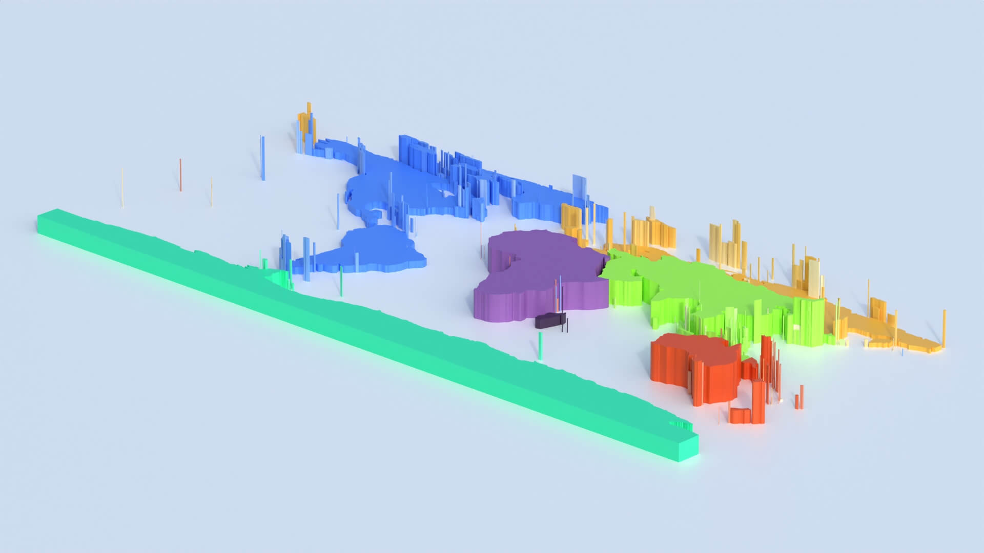 Continents Map Offset - 3D Model by 3dstudio