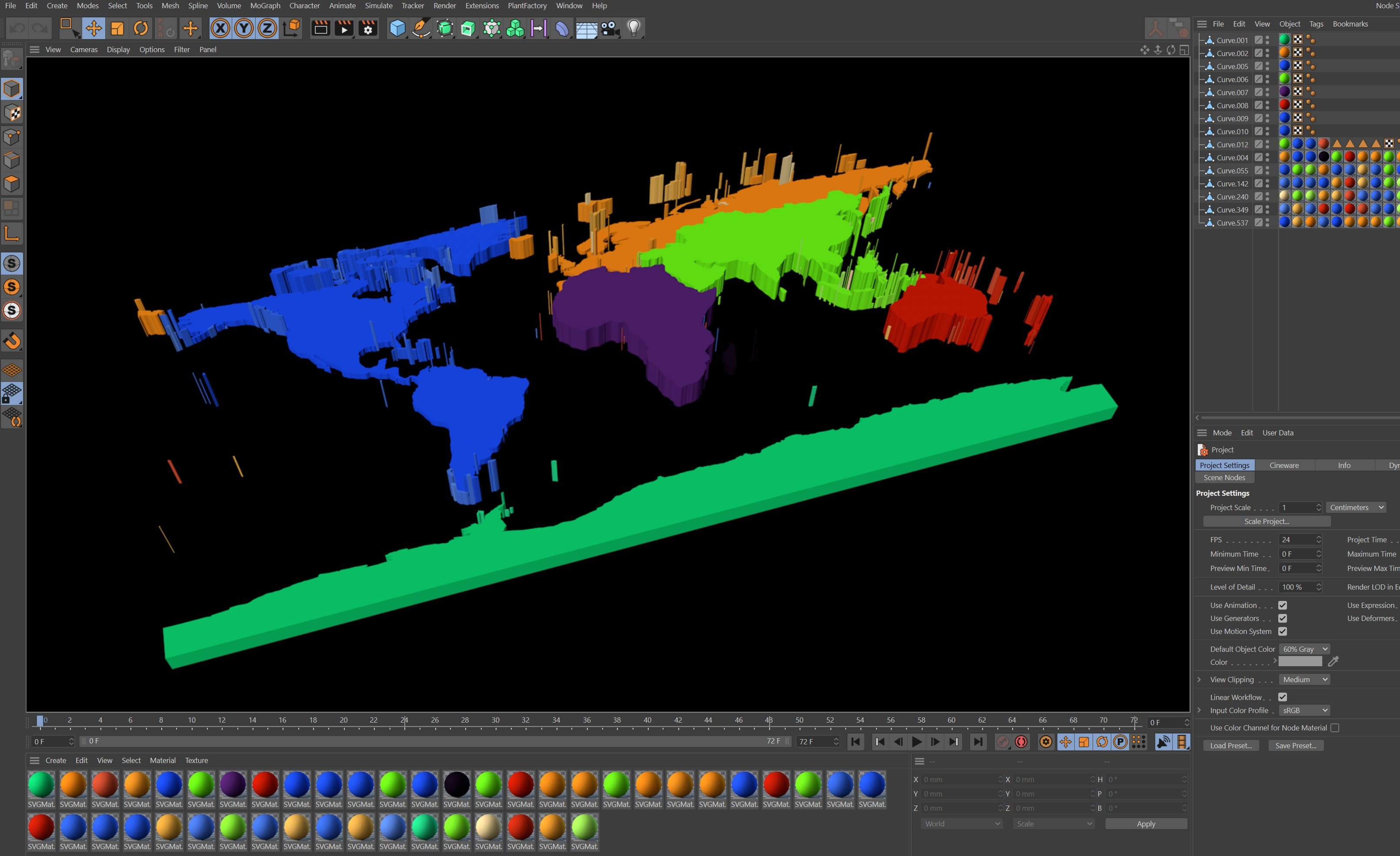 Continents Map Offset - 3D Model by 3dstudio
