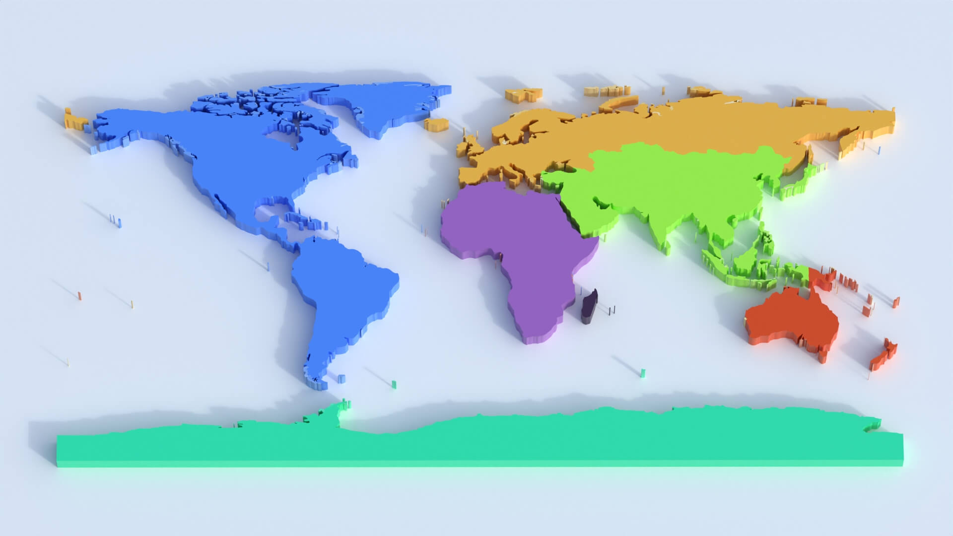 Continents Map - 3D Model by 3dstudio