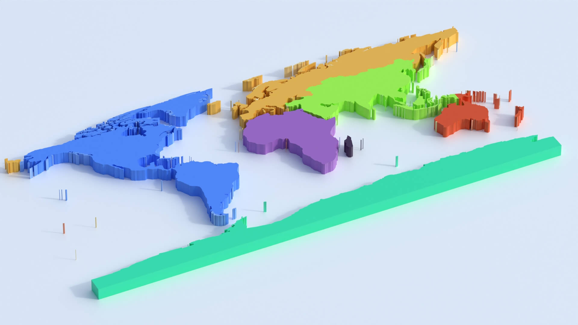 Continents Map - 3D Model by 3dstudio