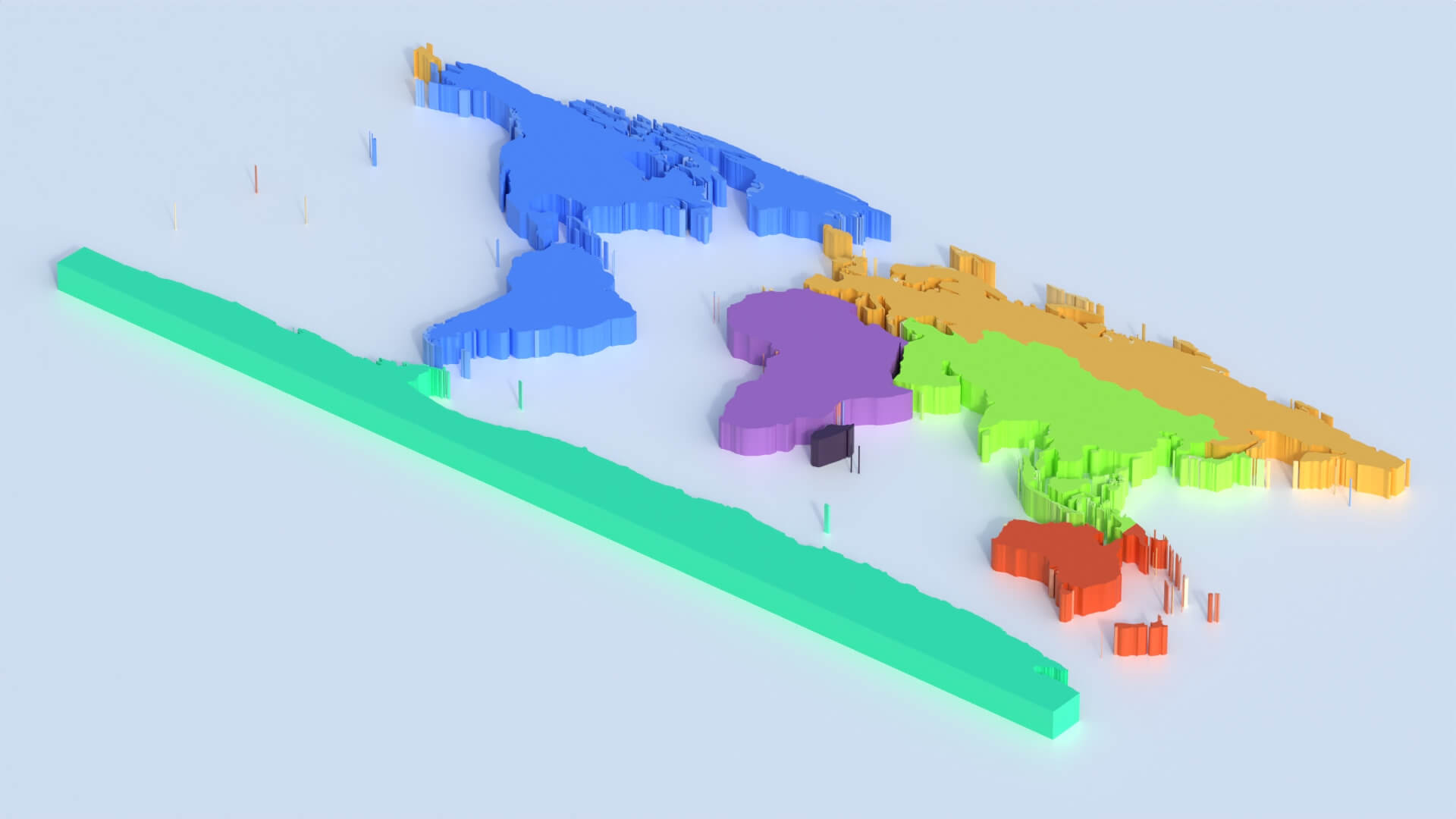 Continents Map - 3D Model by 3dstudio
