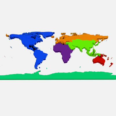 Continents Map - 3D Model by 3dstudio