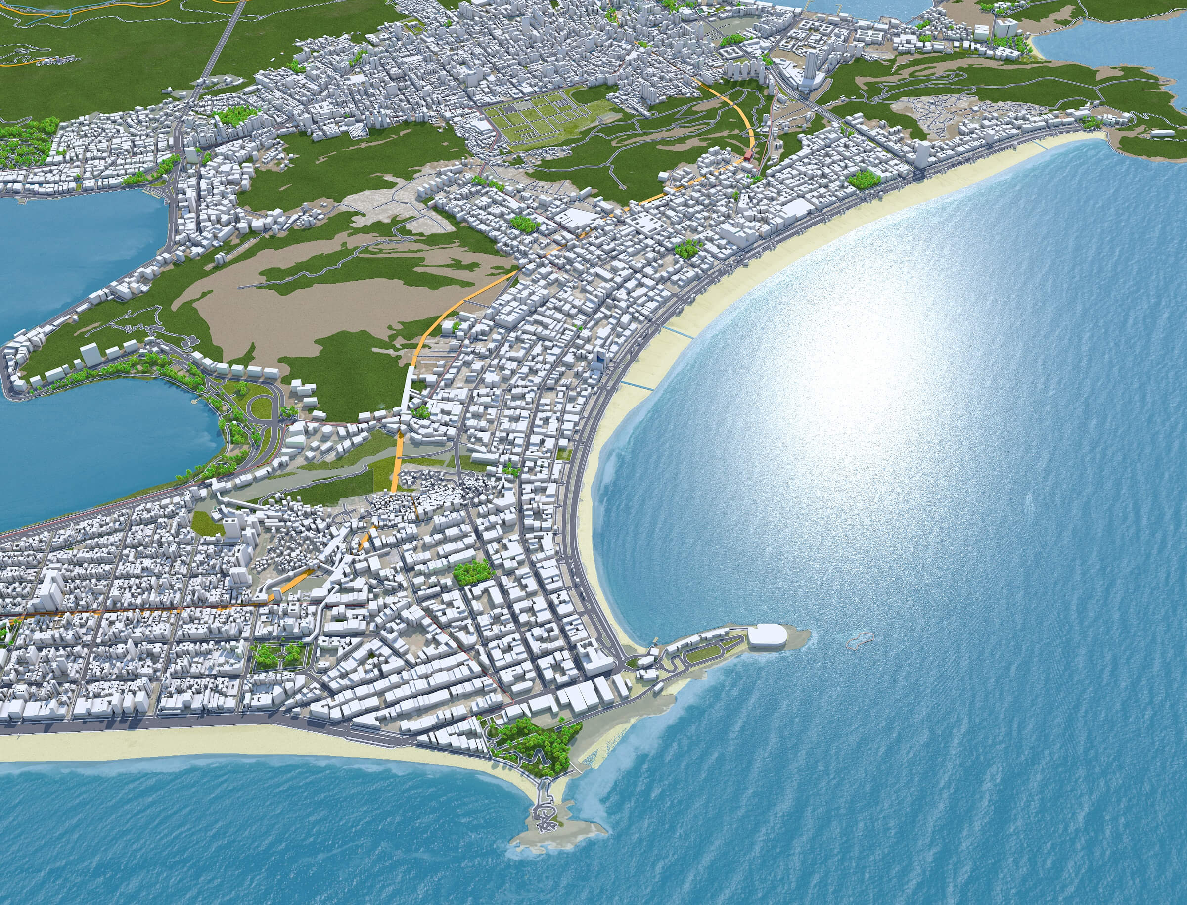 Copacabana City Brazil 3D Model 10km by 3dstudio