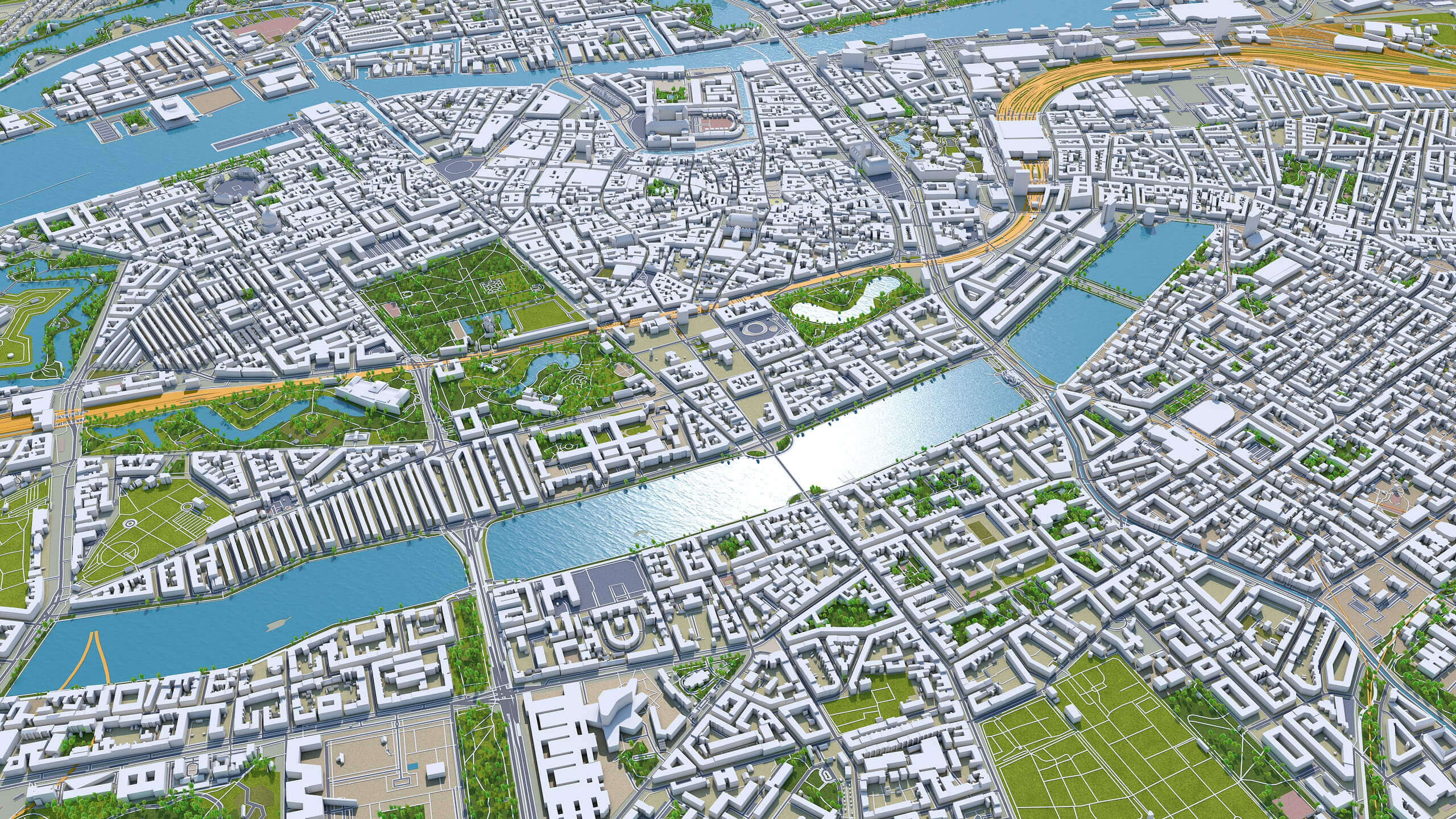 Copenhagen Downtown City Denmark 10km - 3D Model by 3dstudio