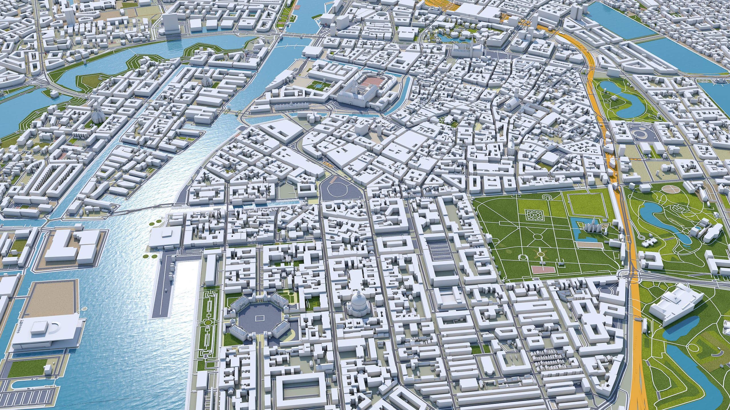 Copenhagen Downtown City Denmark 10km - 3D Model by 3dstudio