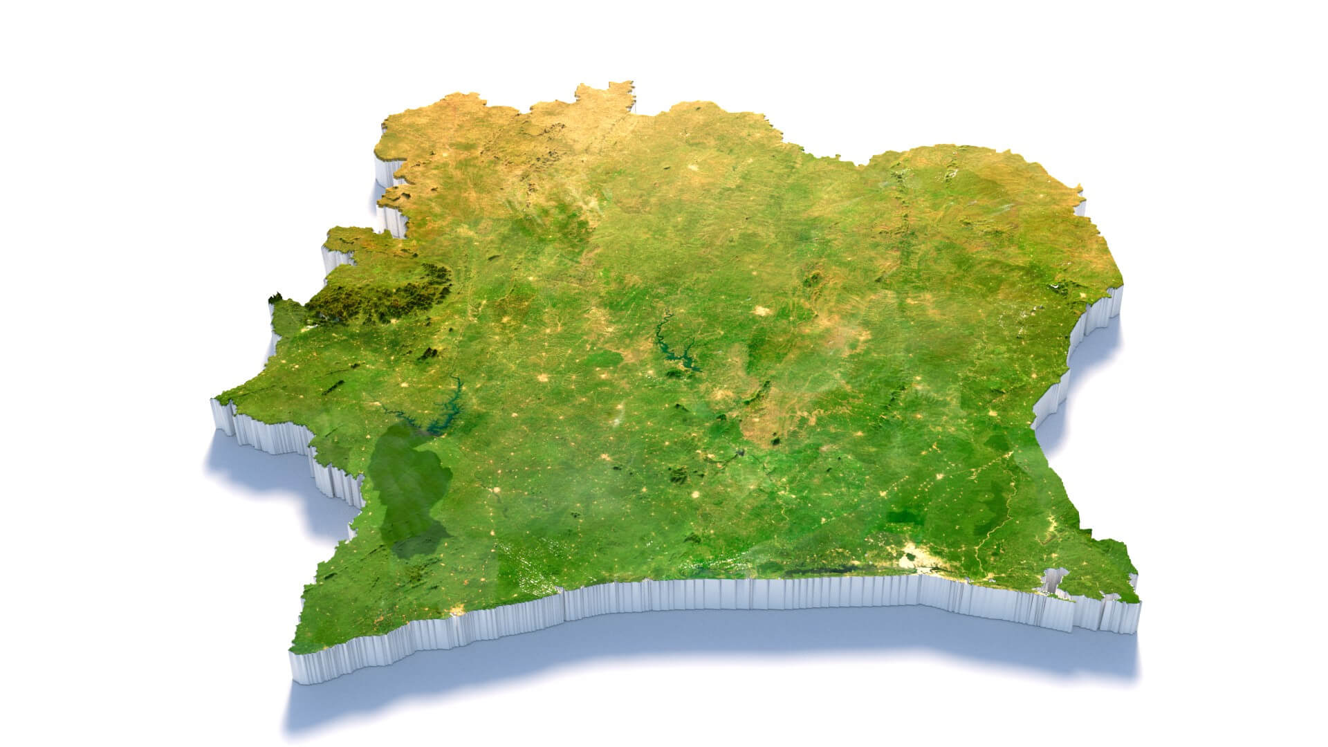 Cote D'ivoire Ivory Coast Terrain Map - 3D Model by 3dstudio
