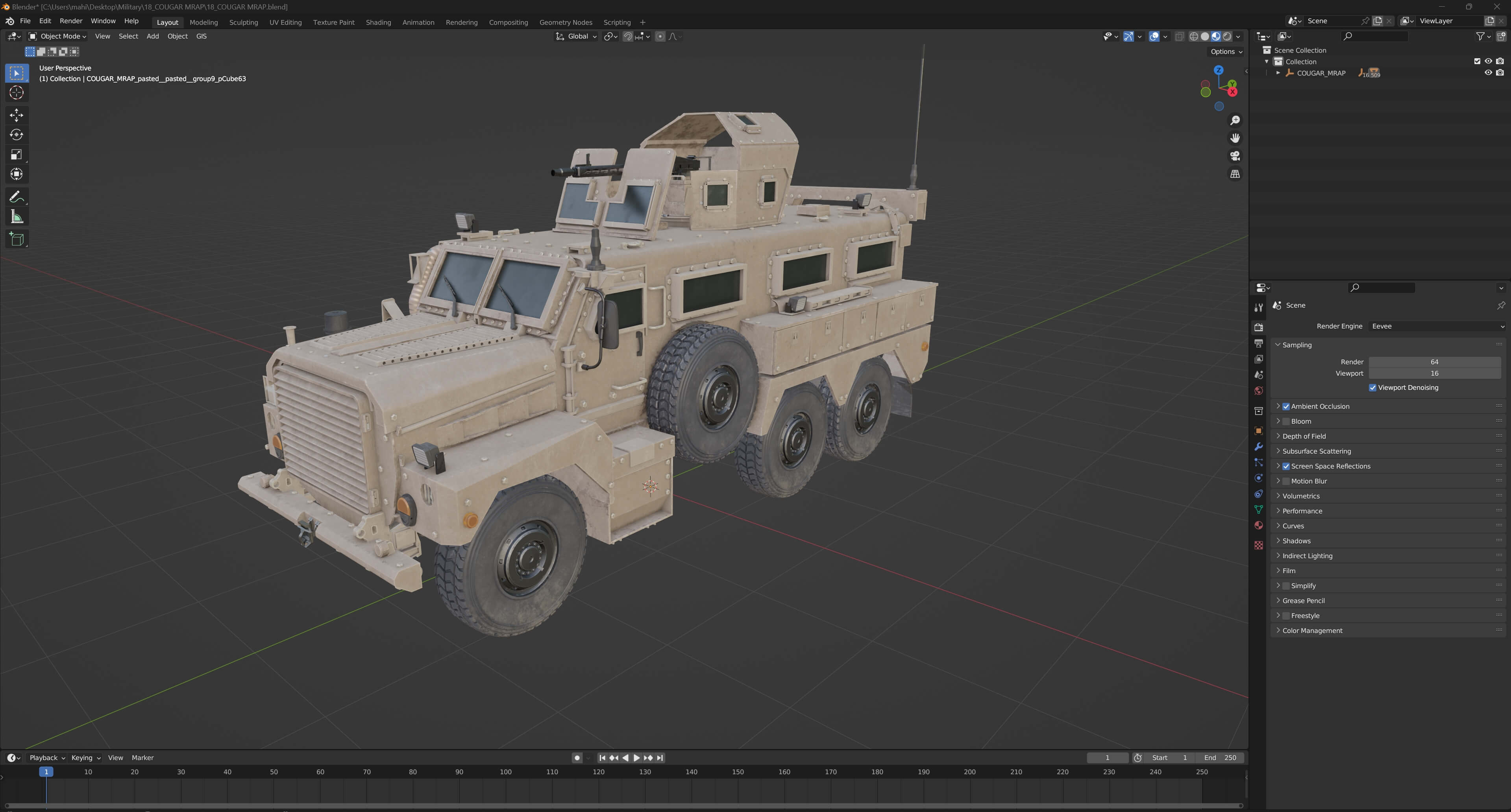 Cougar MRAP Mine Resistant Ambush Protected Vehicle 3D Model by 3dstudio