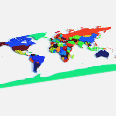 Countries Offset Map - 3D Model by 3dstudio