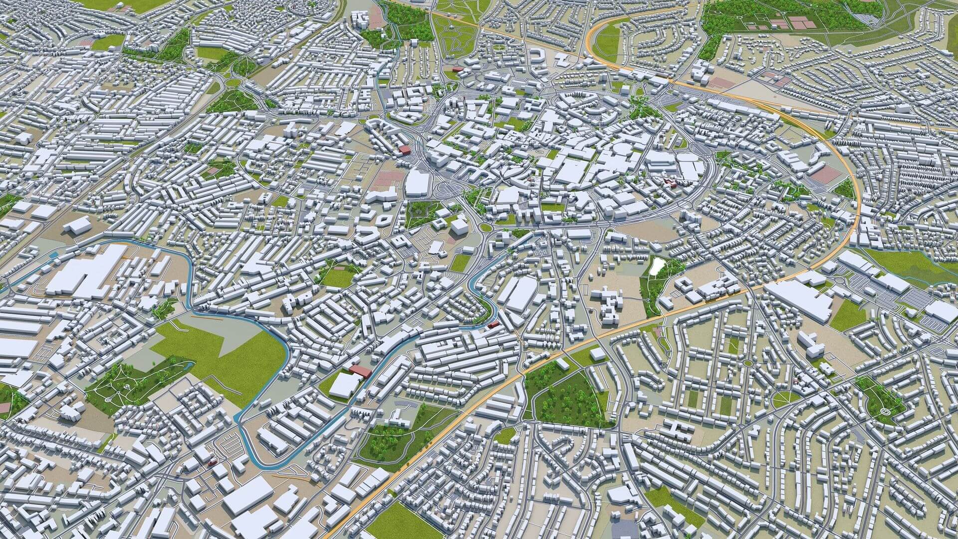 Coventry, England 30Km - 3D Model by 3dstudio