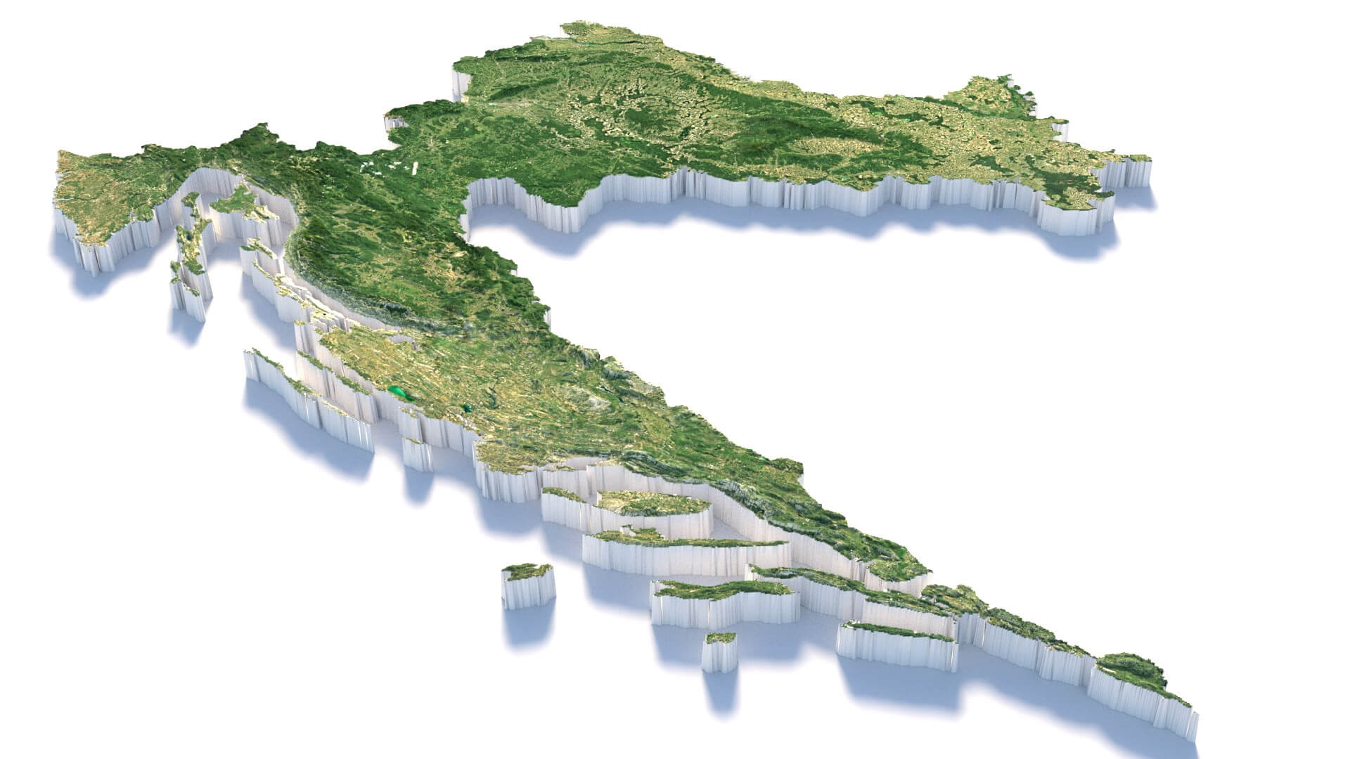 Croatia Hrvatska Terrain Map - 3D Model by 3dstudio