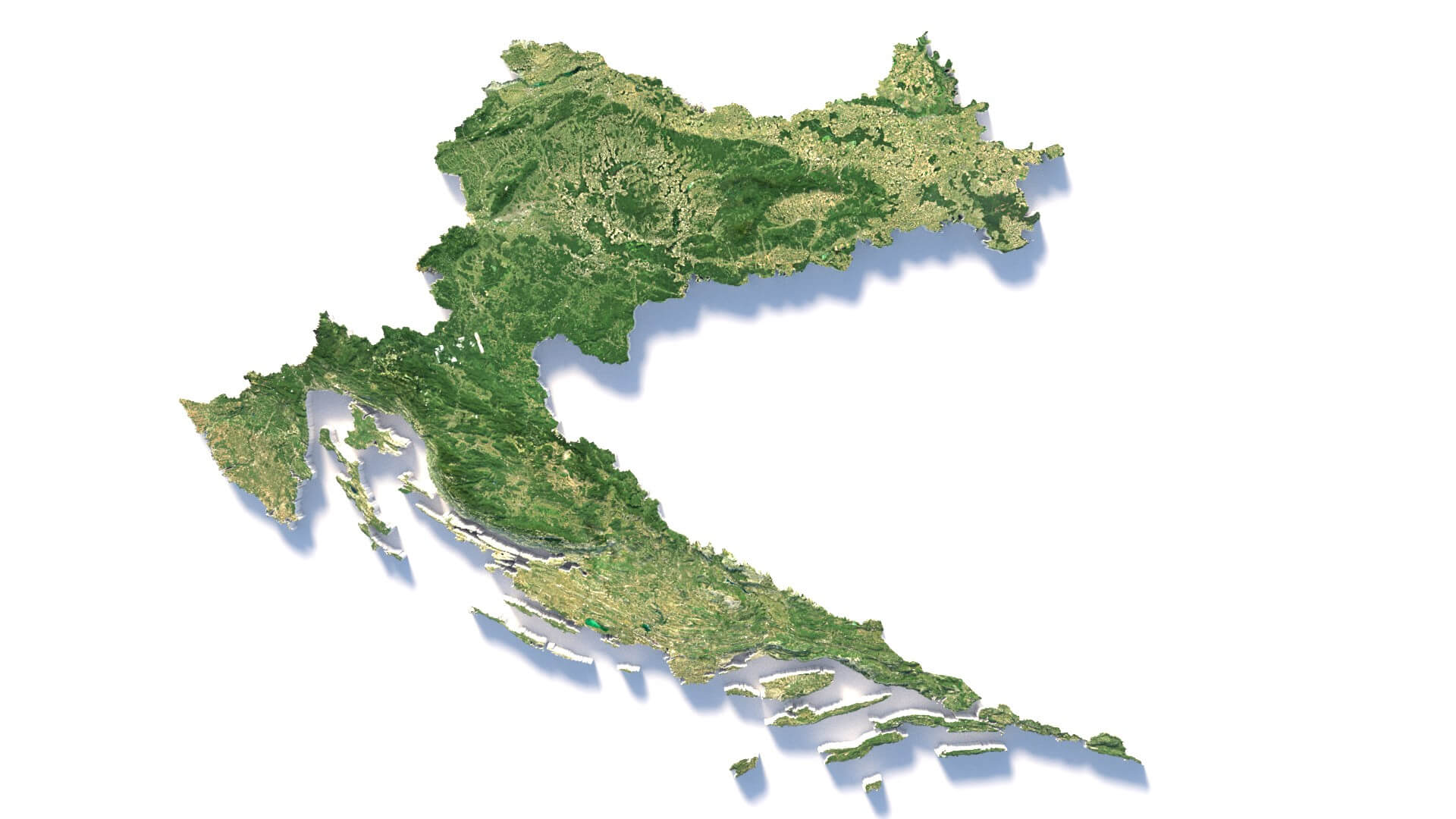 Croatia Hrvatska Terrain Map - 3D Model by 3dstudio