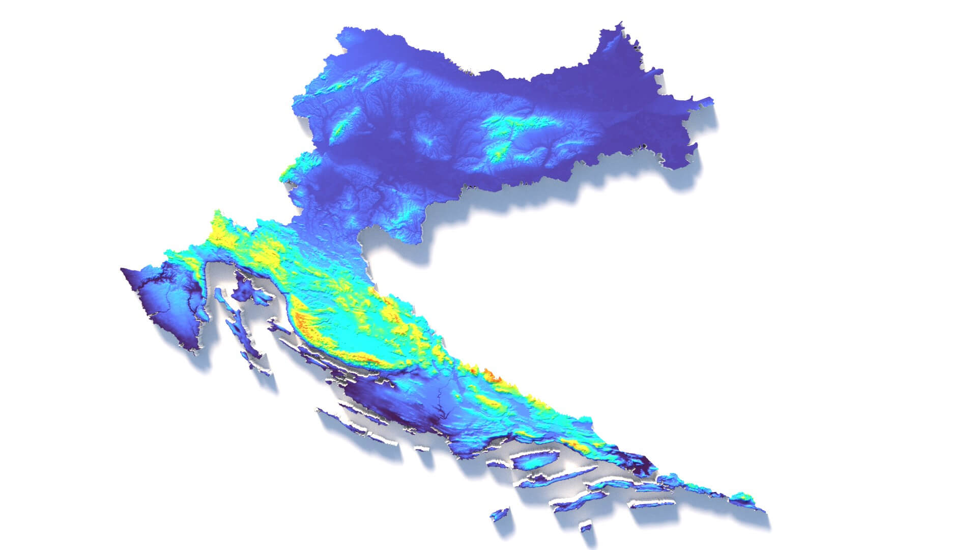 Croatia Hrvatska Terrain Map - 3D Model by 3dstudio