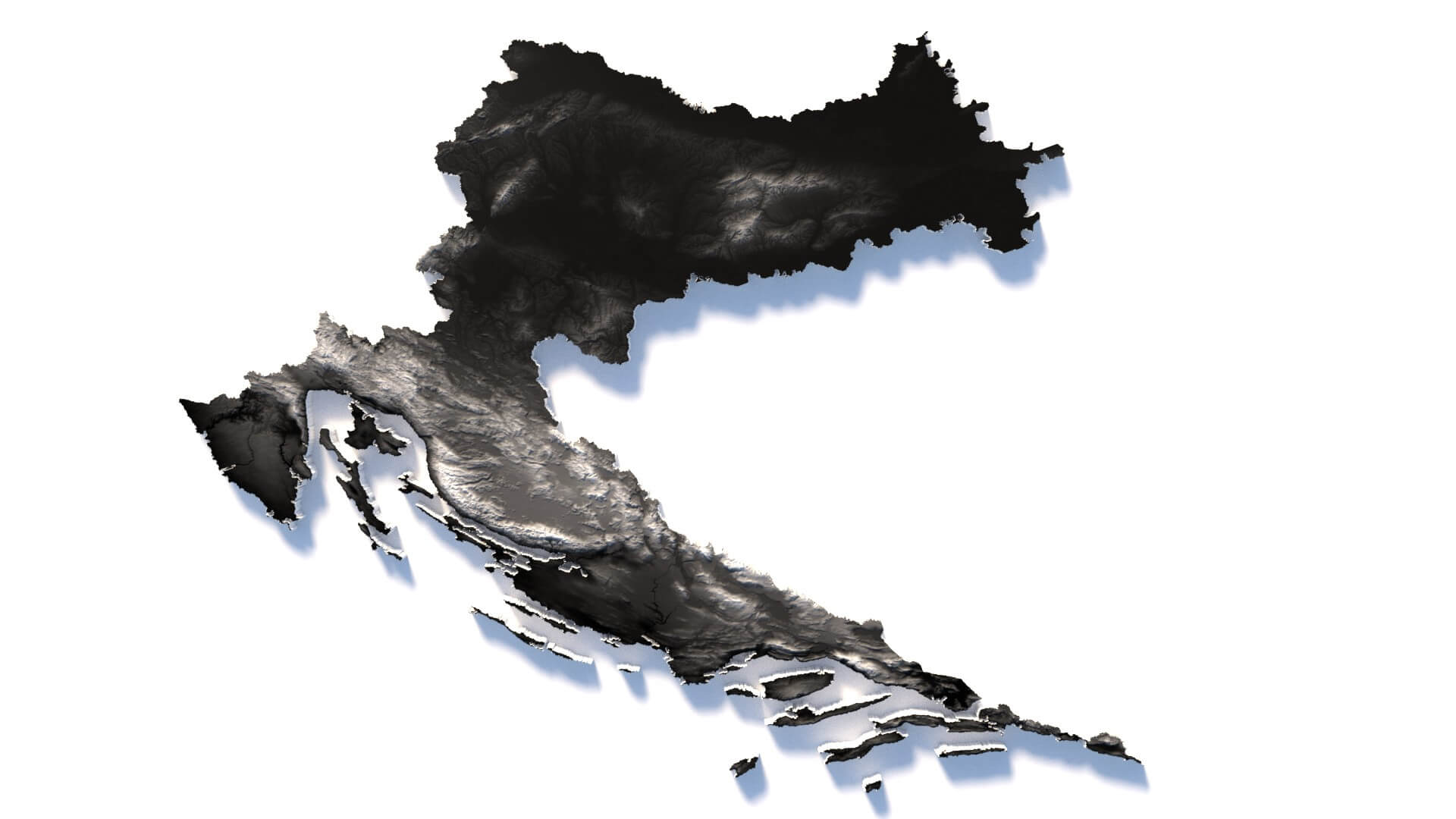 Croatia Hrvatska Terrain Map - 3D Model by 3dstudio