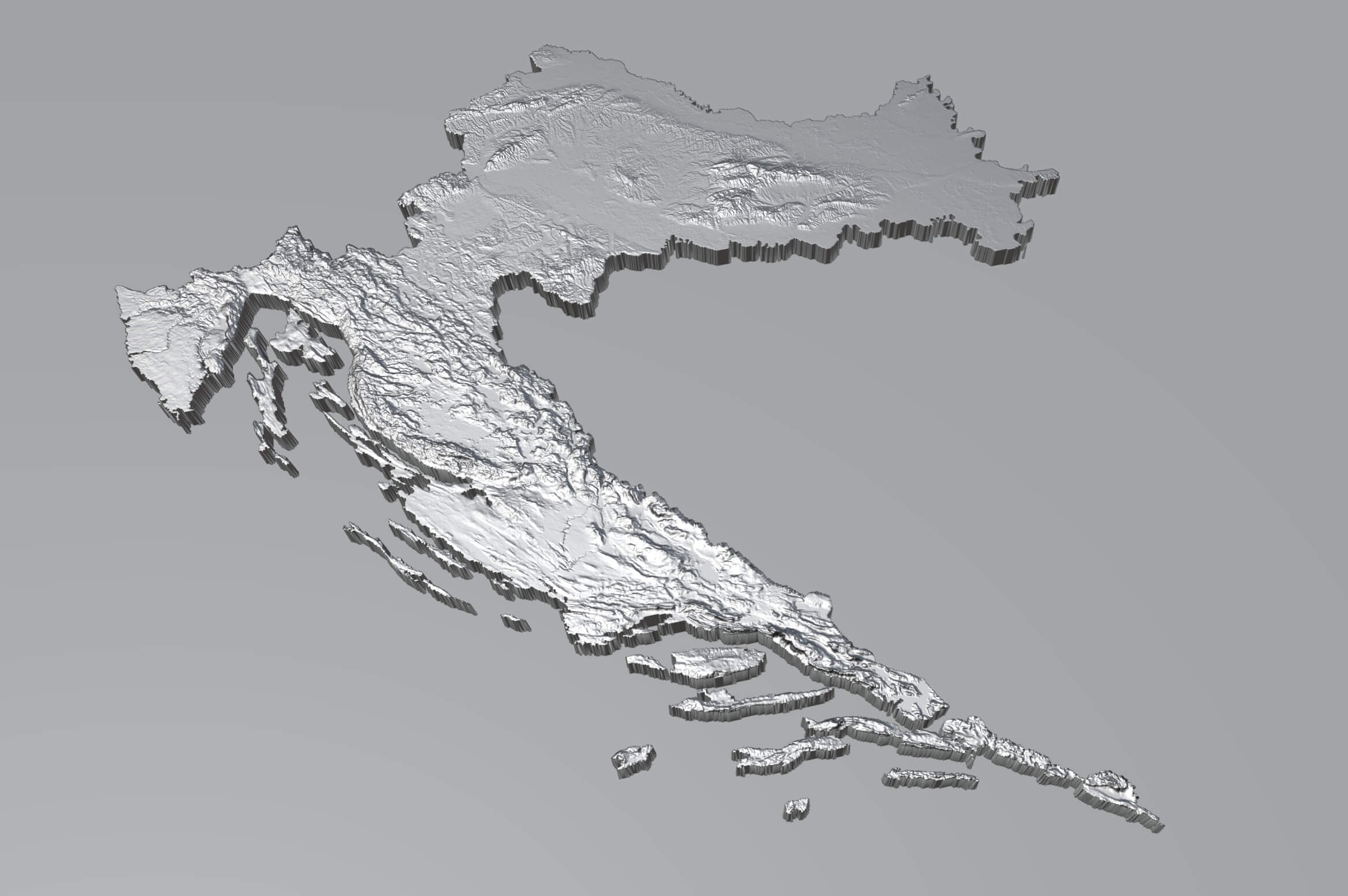 Croatia Hrvatska Terrain Map - 3D Model by 3dstudio