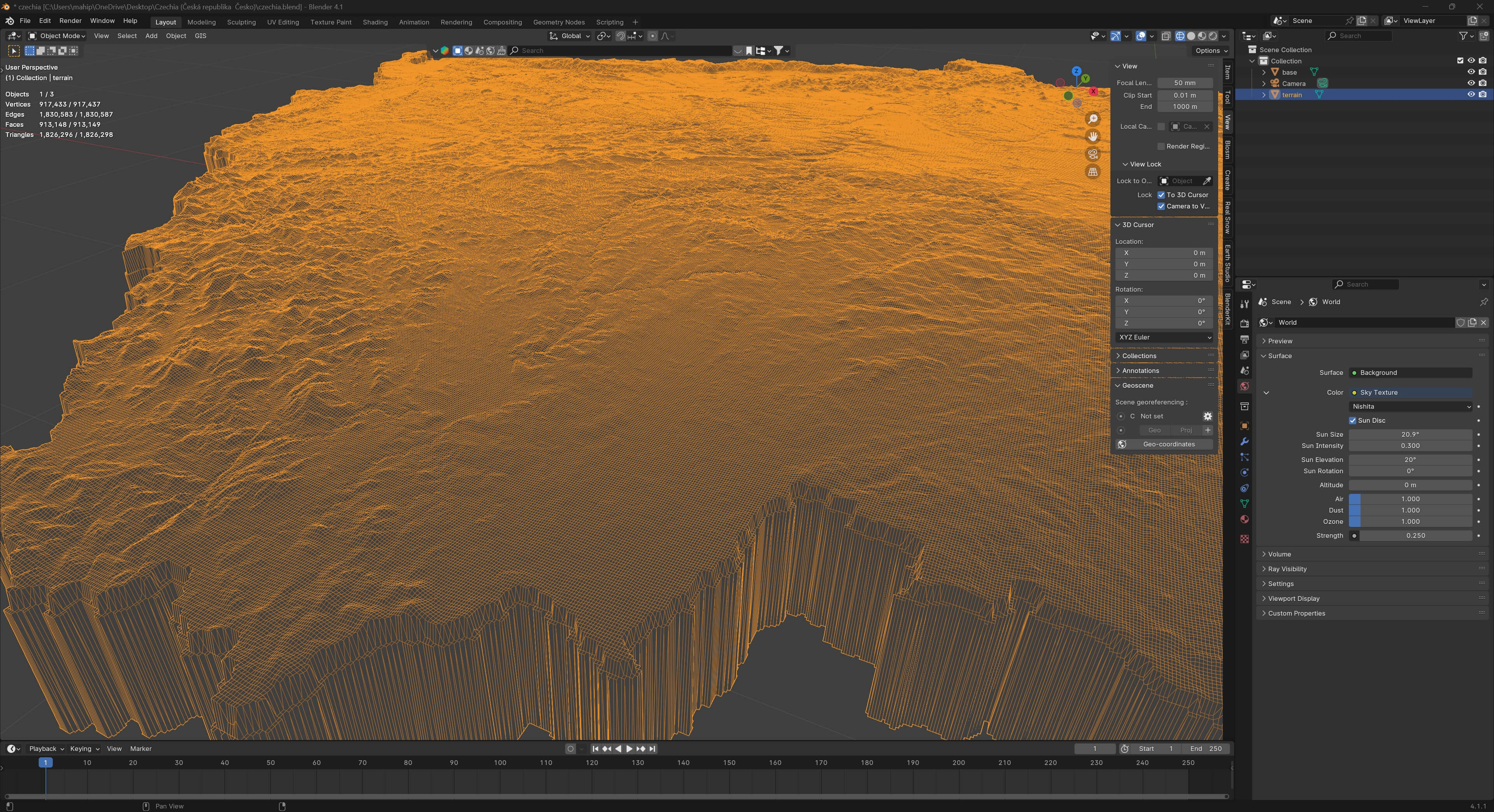Czechia Ceska Republic Cesko Terrain Map - 3D Model by 3dstudio
