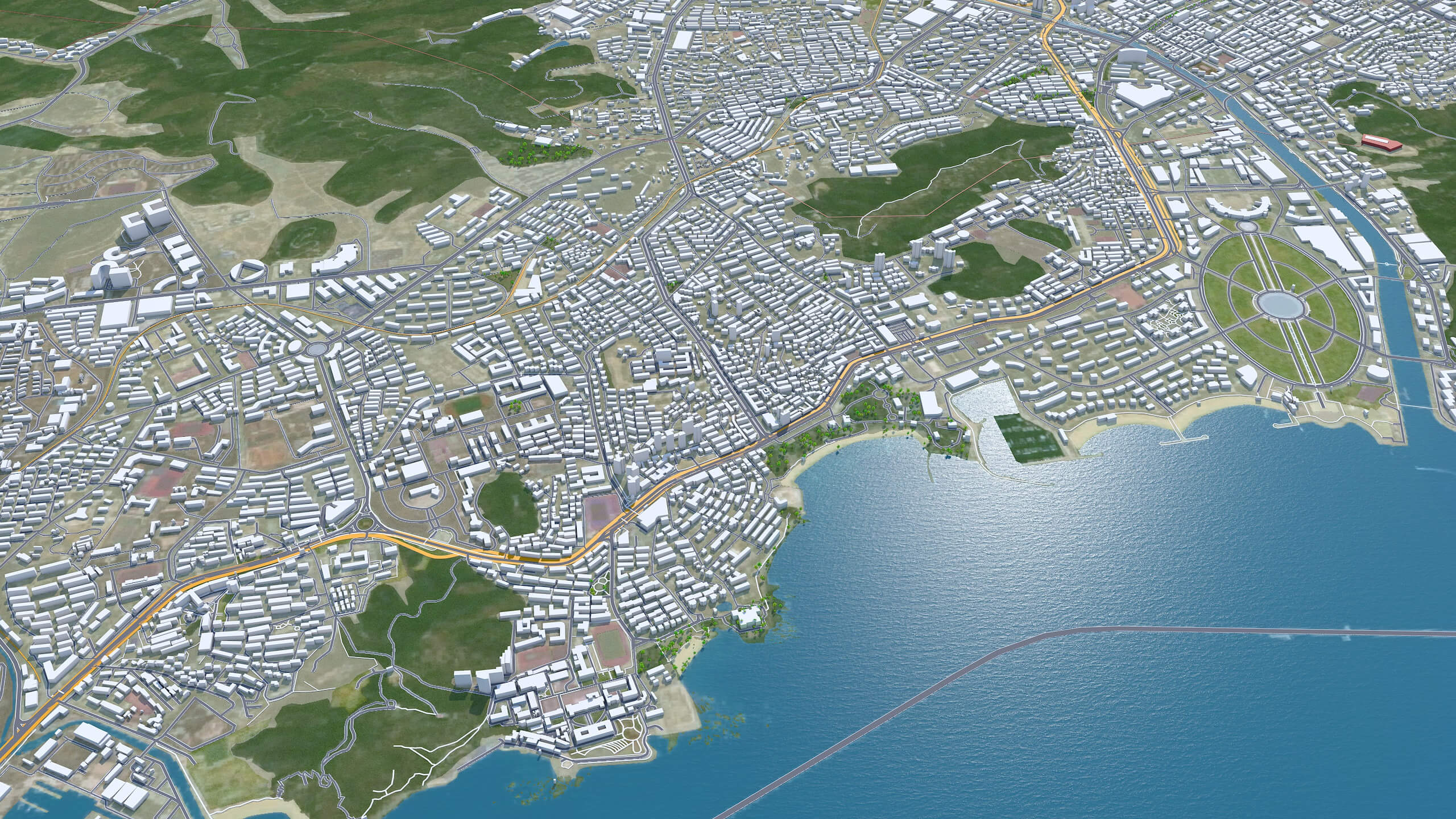 Dalian Liaoning City China 3D Model 130km by 3dstudio