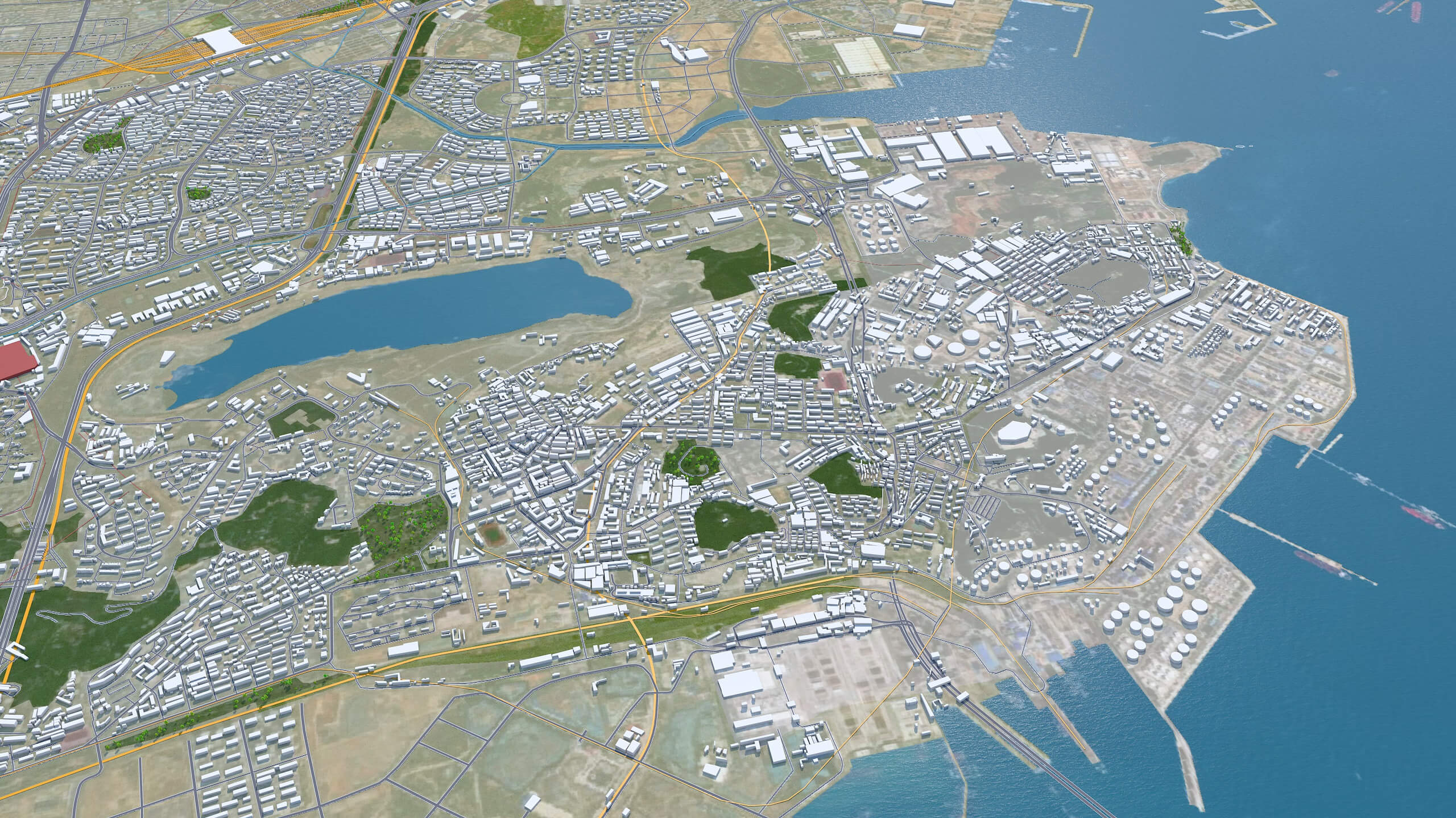 Dalian Liaoning City China 3D Model 130km by 3dstudio