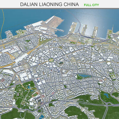 Dalian Liaoning City China 3D Model 130km by 3dstudio