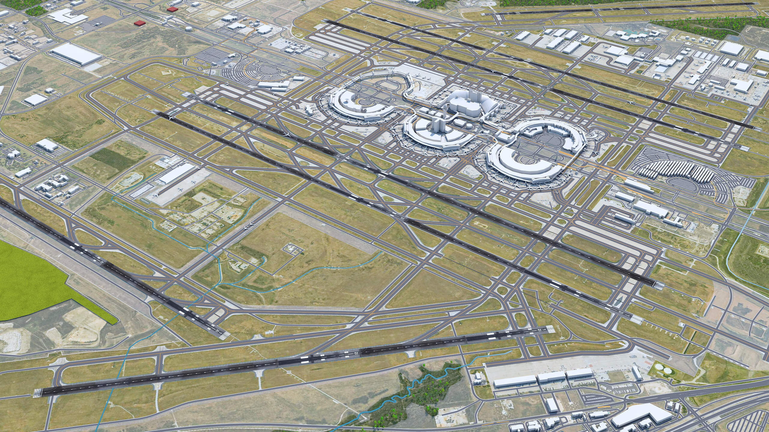 Dallas - Fort Worth Airport 3D Model by 3dstudio