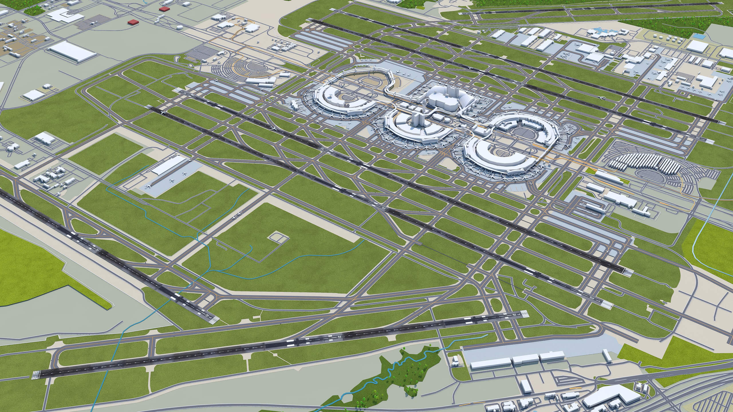 Dallas - Fort Worth Airport 3D Model by 3dstudio