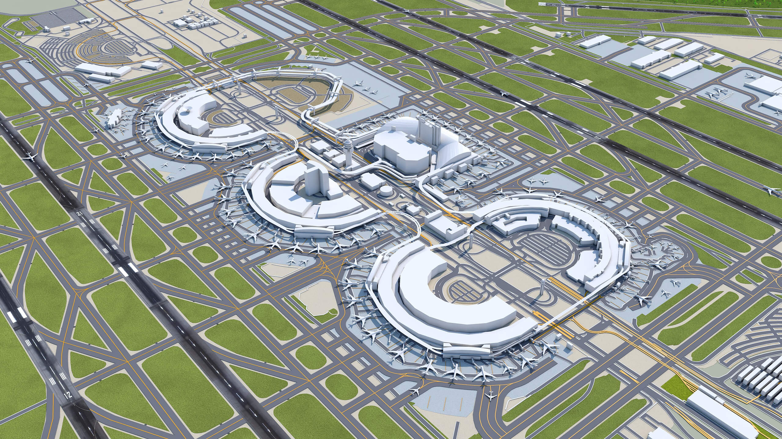 Dallas - Fort Worth Airport 3D Model by 3dstudio