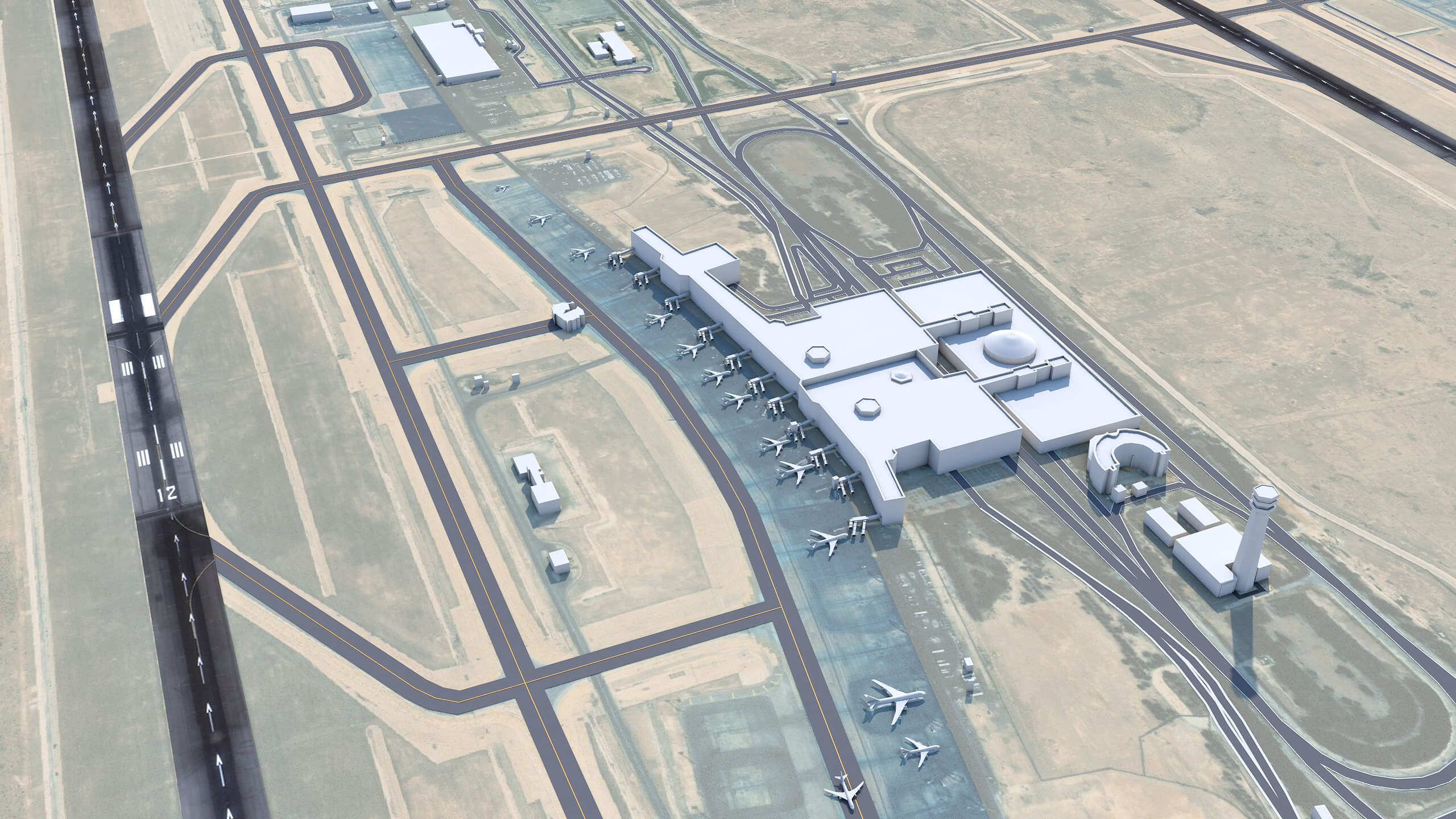 Dammam King Fahd Airport 3D Model 12km by 3dstudio