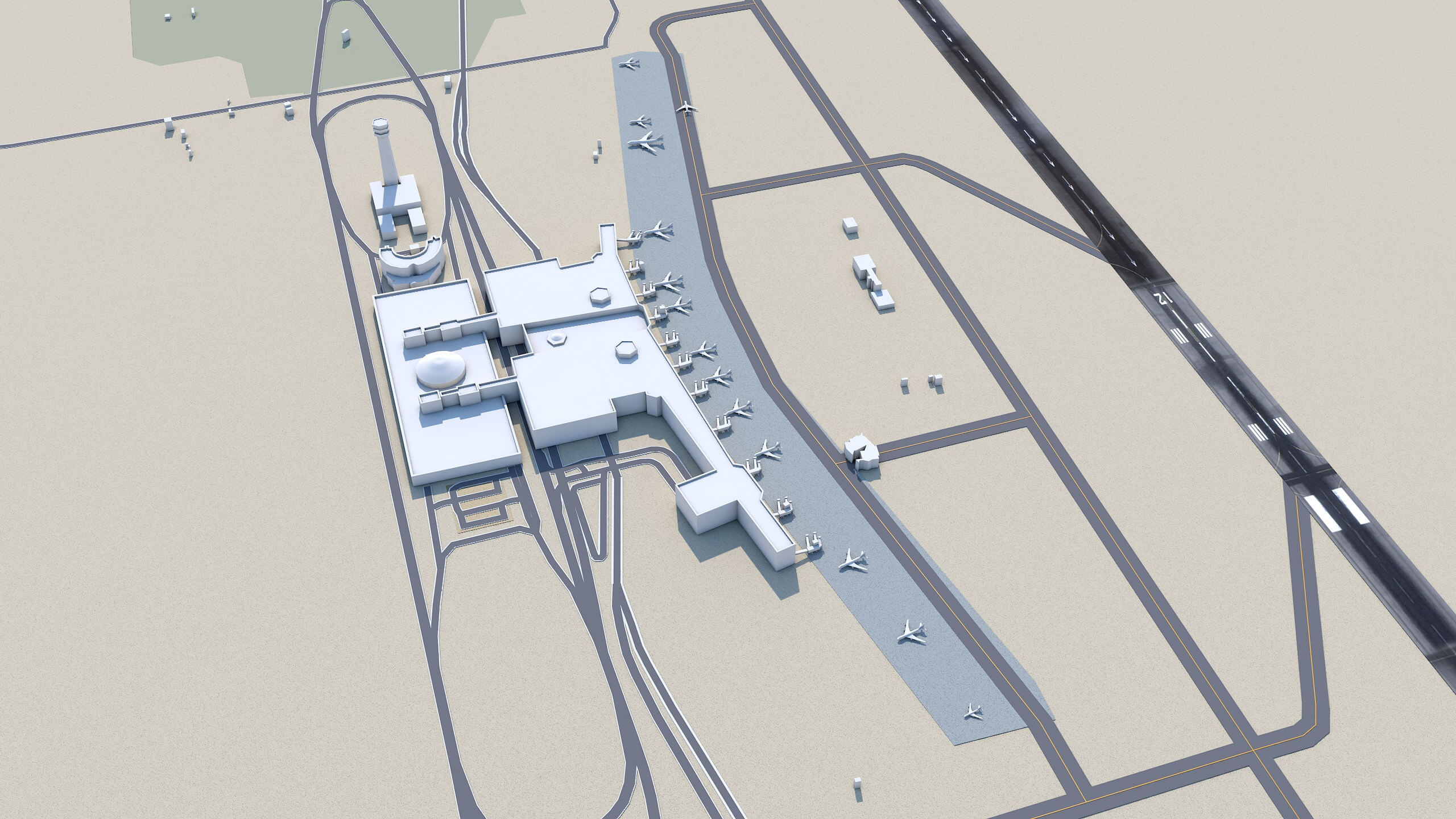 Dammam King Fahd Airport 3D Model 12km by 3dstudio