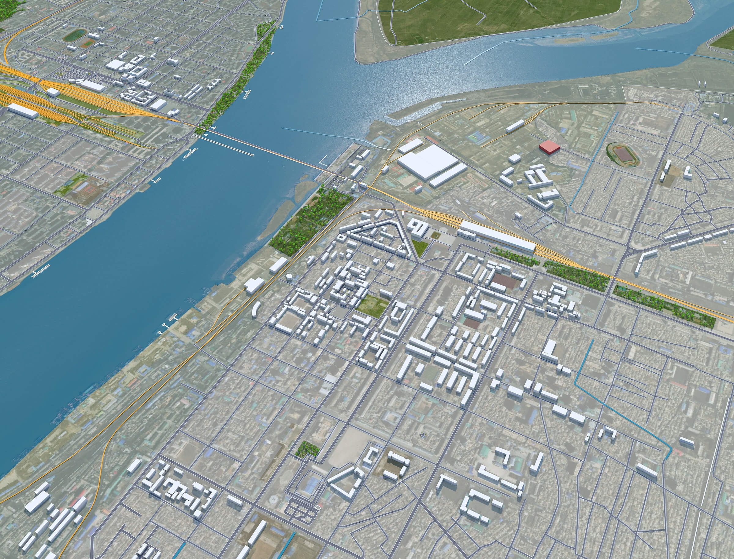Dandong Liaoning City China 3D Model 35km by 3dstudio
