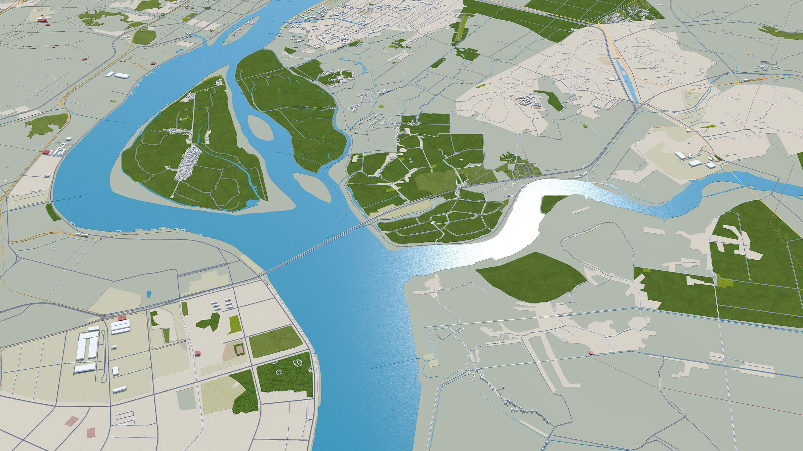 Dandong Liaoning City China 3D Model 35km by 3dstudio