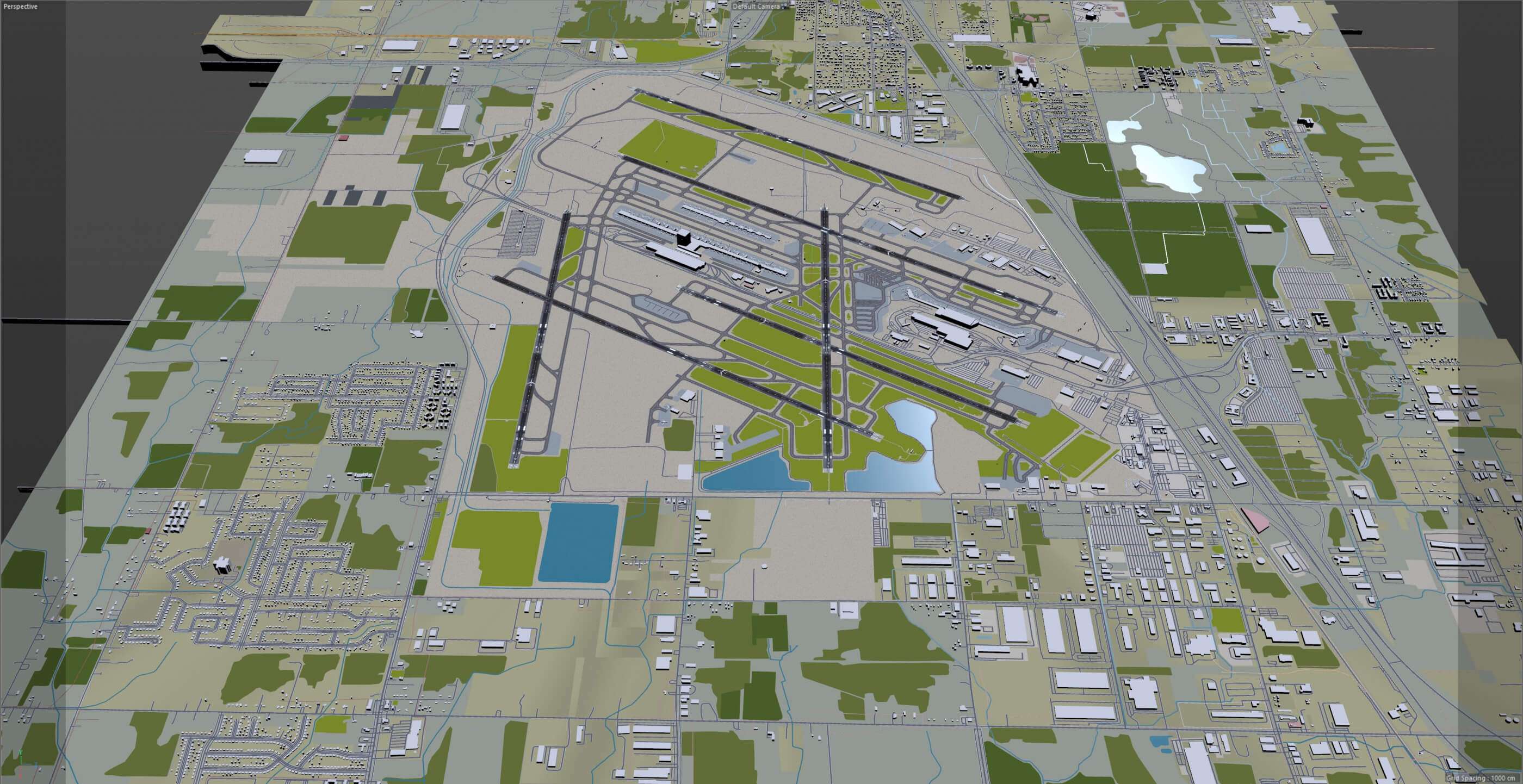 Detroit Airport - 3D Model by 3dstudio