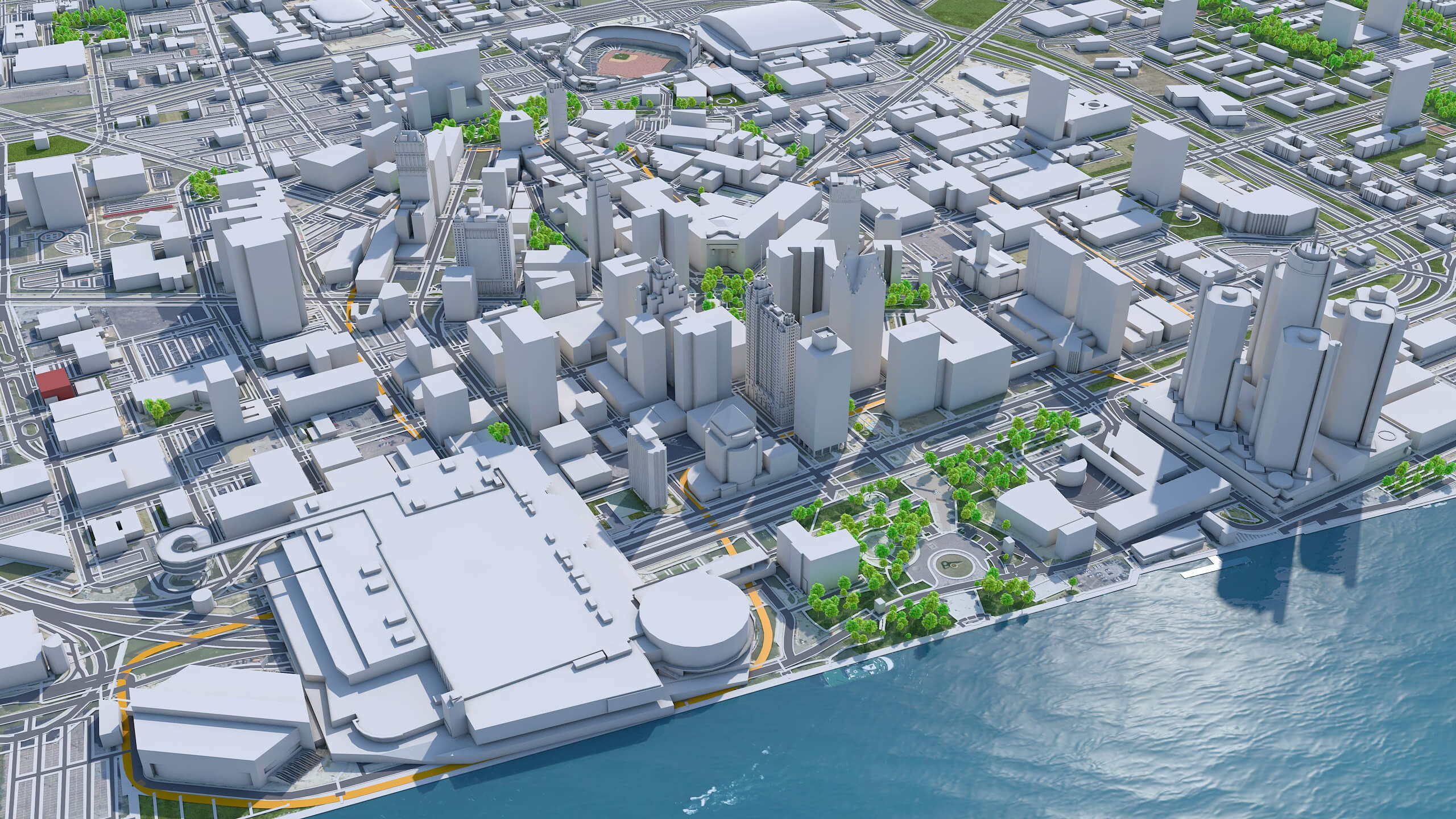 Detroit Downtown Michigan 6km - 3D Model by 3dstudio