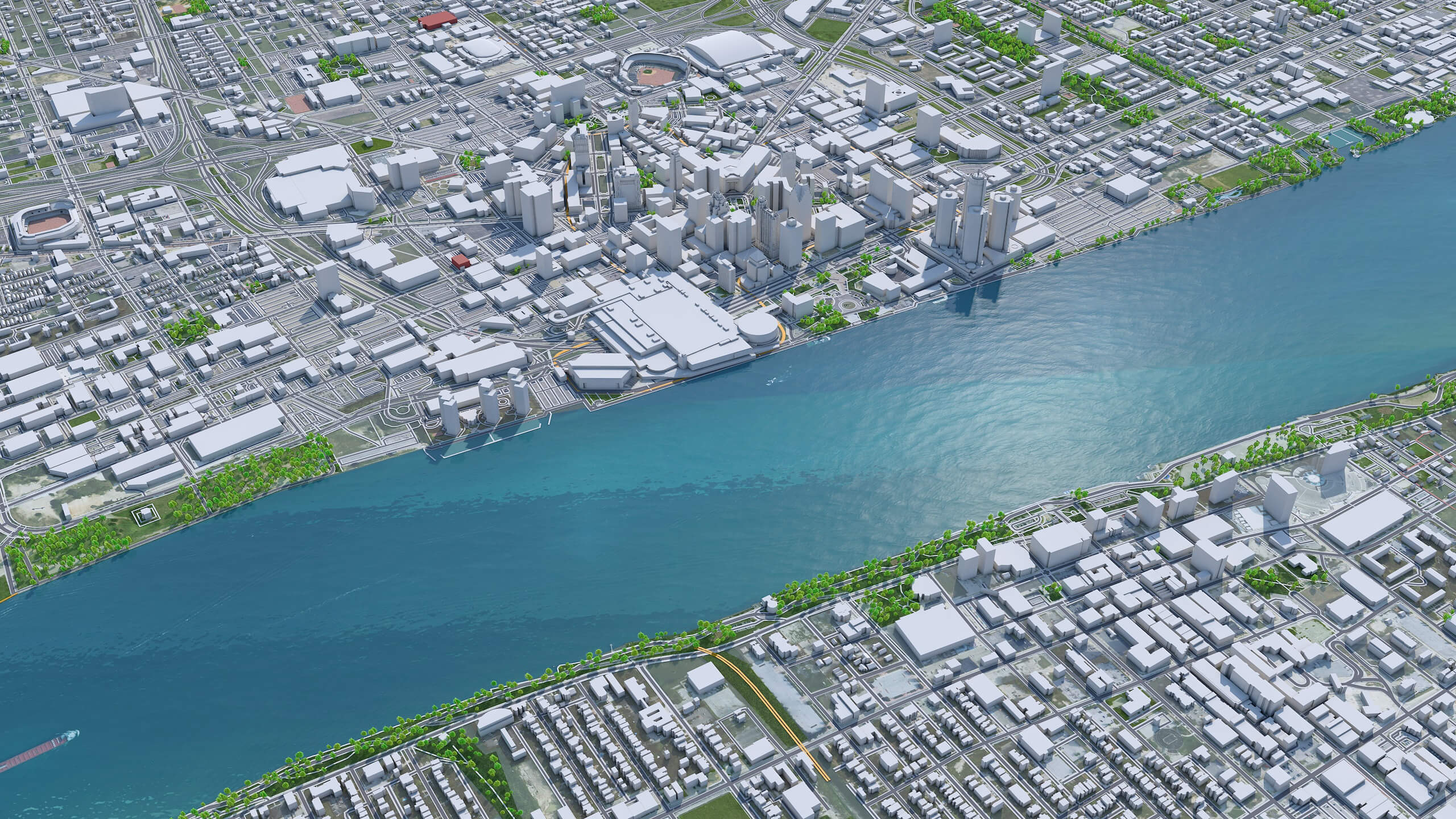Detroit Michigan 70km - 3D Model by 3dstudio