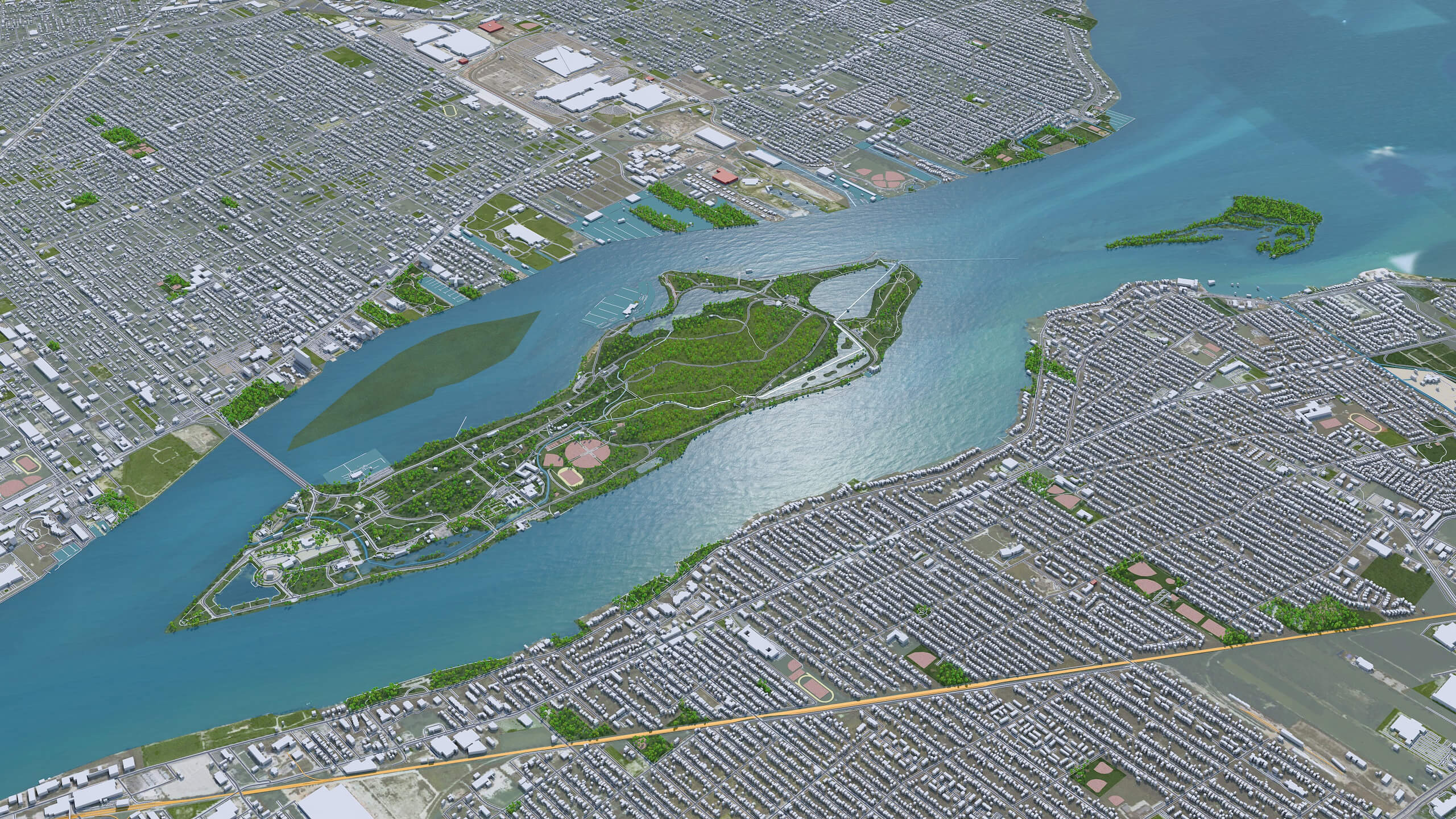 Detroit Michigan 70km - 3D Model by 3dstudio