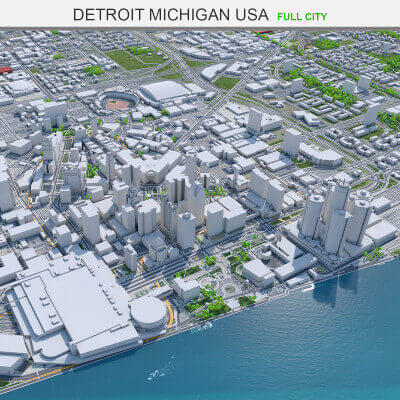 Detroit Michigan 70km - 3D Model by 3dstudio