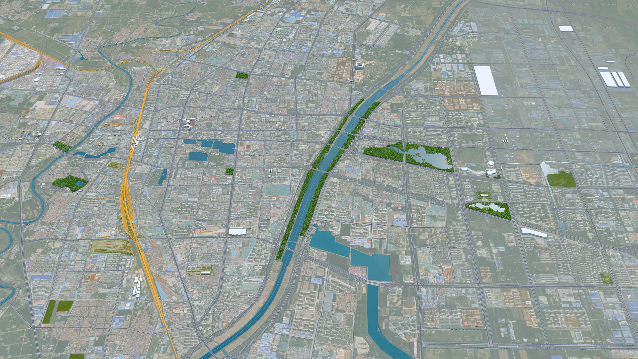 Dezhou City Shandong China 3D Model 25km by 3dstudio
