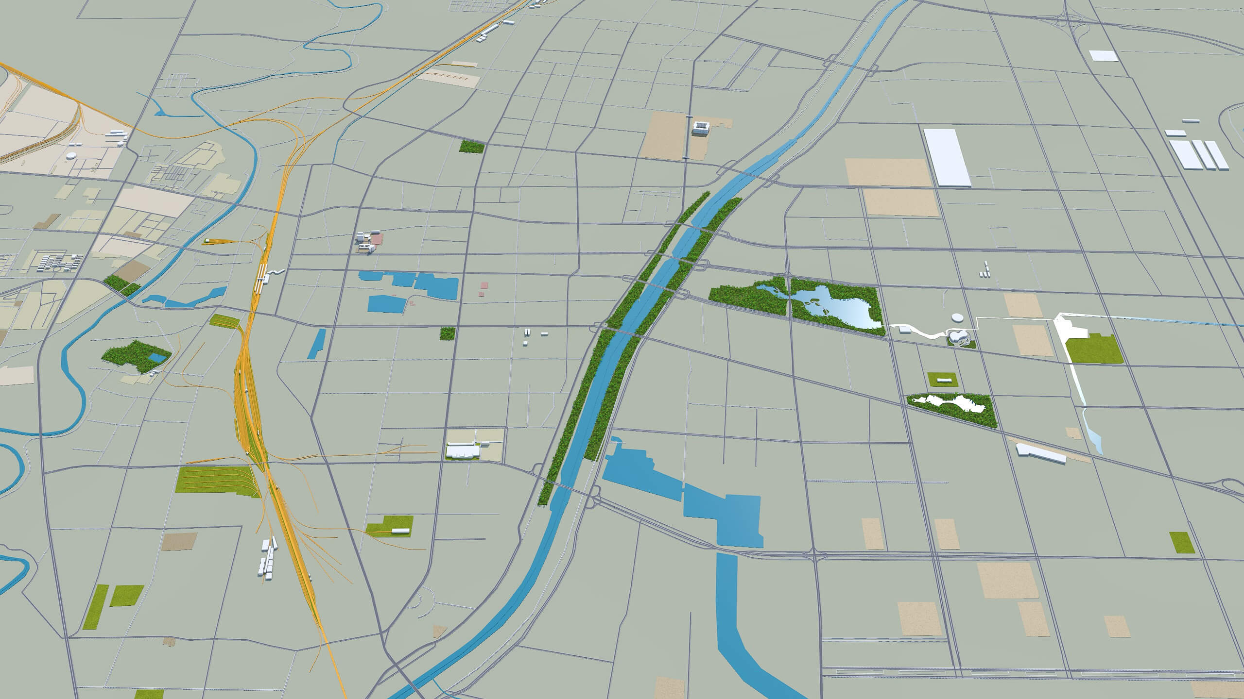 Dezhou City Shandong China 3D Model 25km by 3dstudio