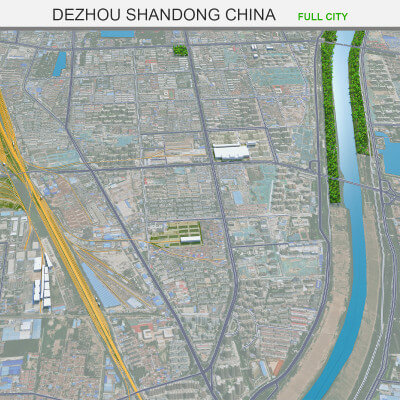 Dezhou City Shandong China 3D Model 25km by 3dstudio
