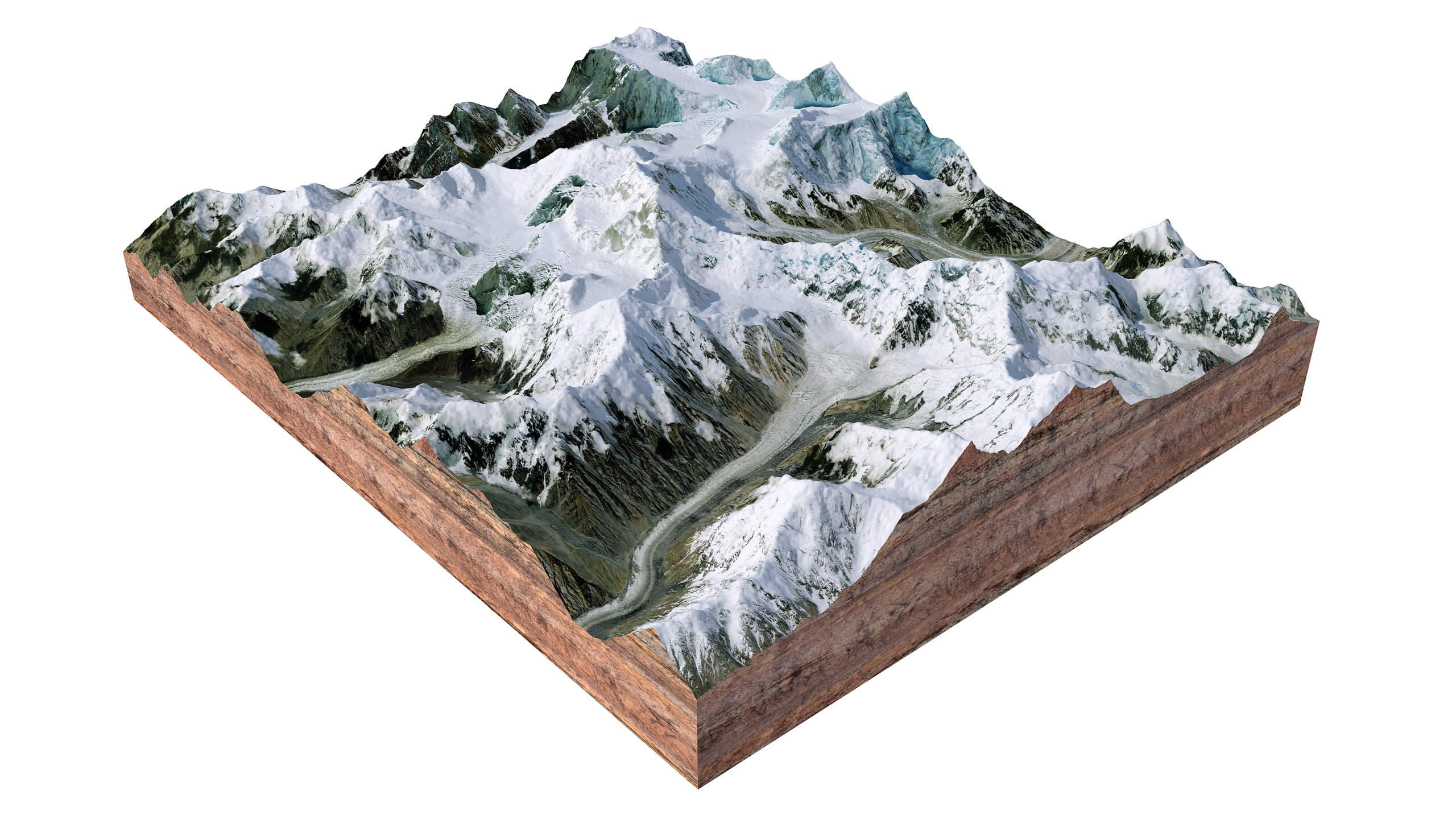 Disteghil Sar Mountain Pakistan Terrain 3D Model by 3dstudio