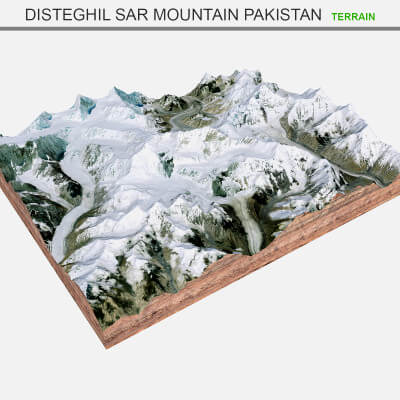 Disteghil Sar Mountain Pakistan Terrain 3D Model by 3dstudio