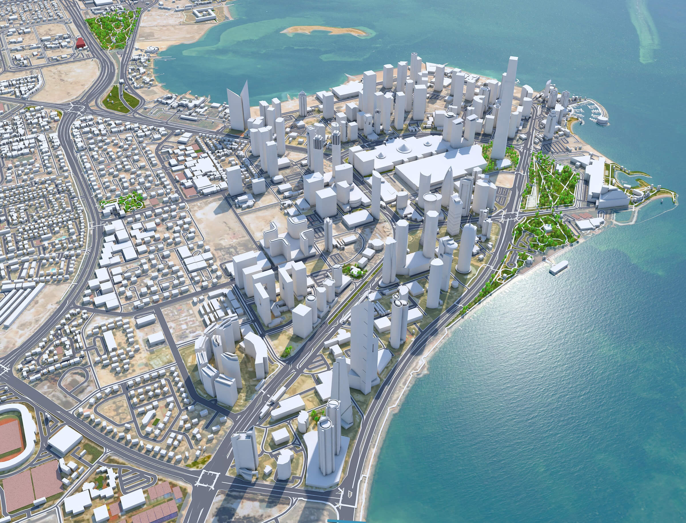 Doha, Qatar 50km AI - 3D Model by 3dstudio