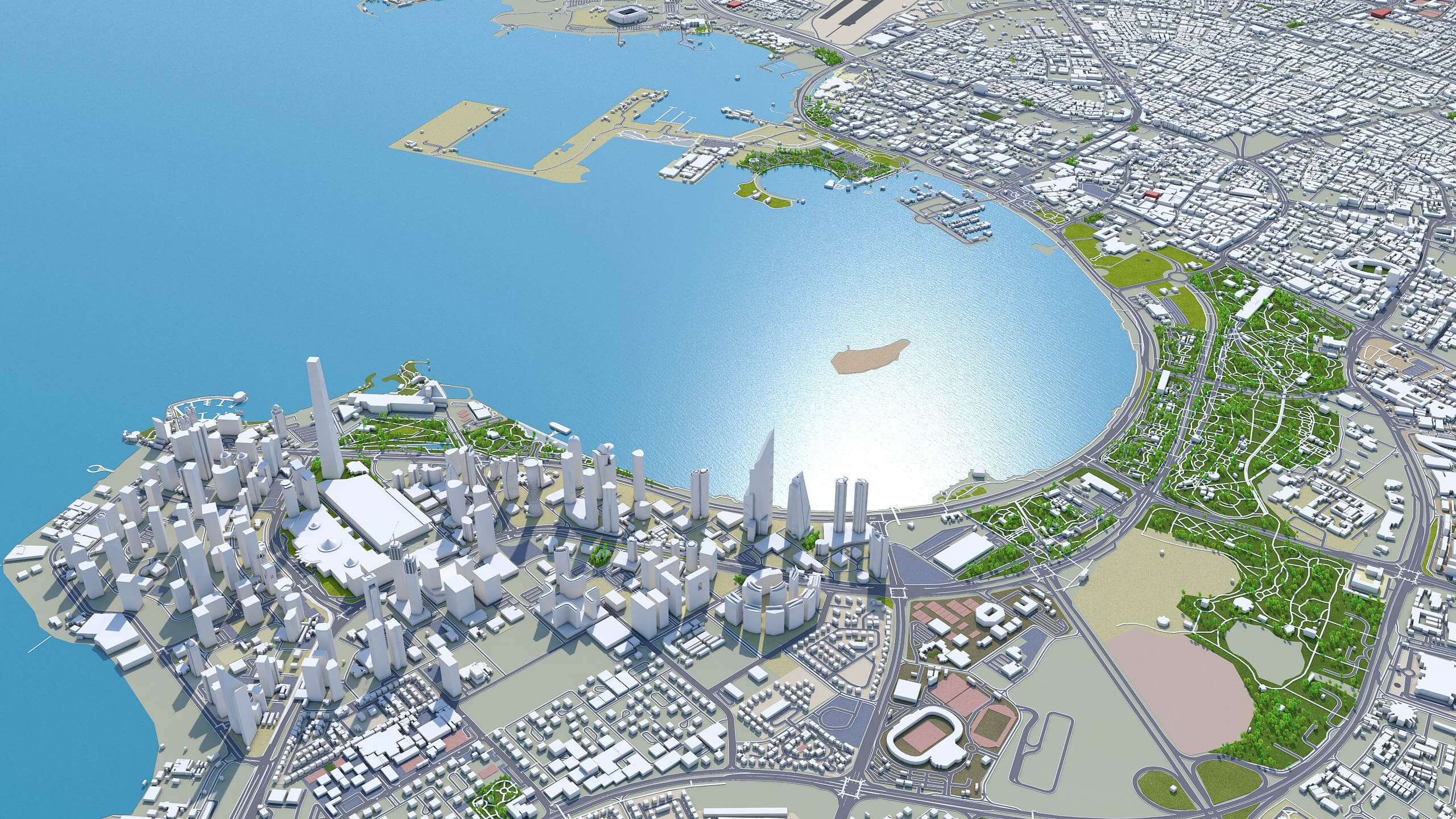 Doha, Qatar 50km - 3D Model by 3dstudio