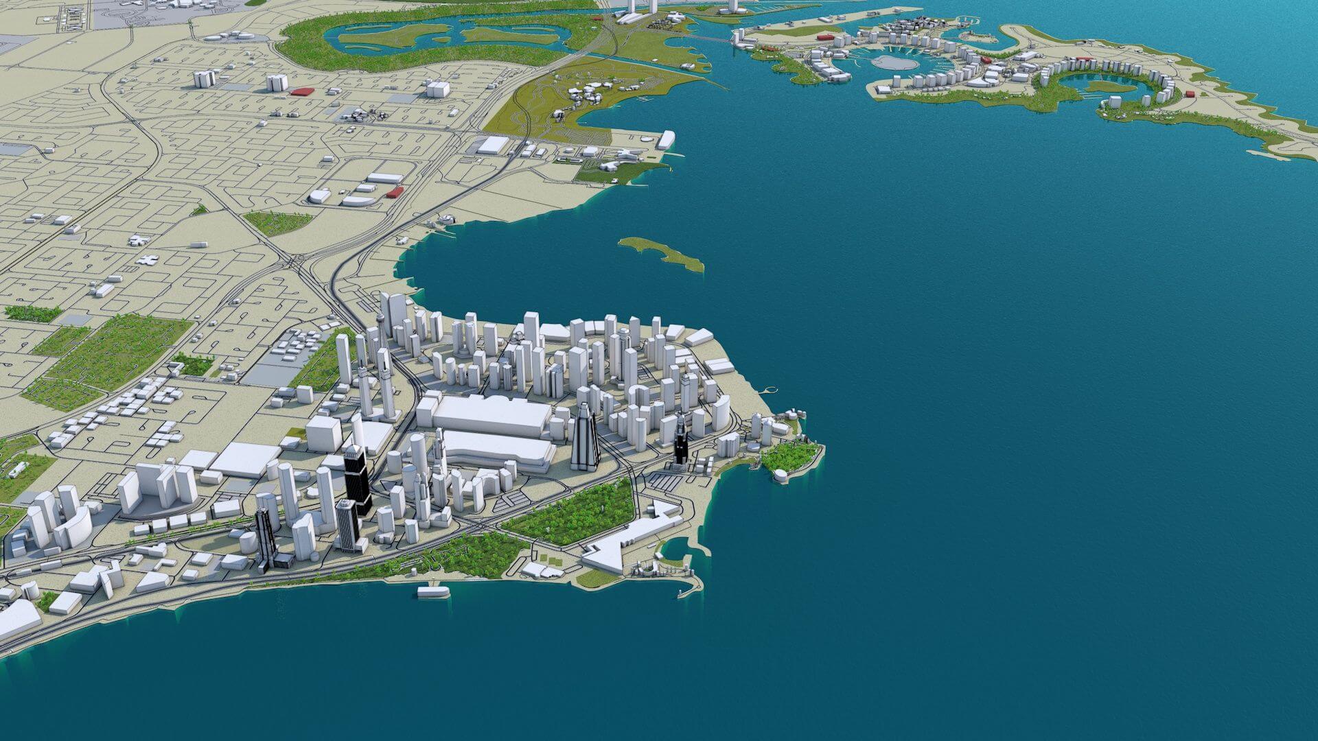Doha Qatar 50km - 3D Model by 3dstudio