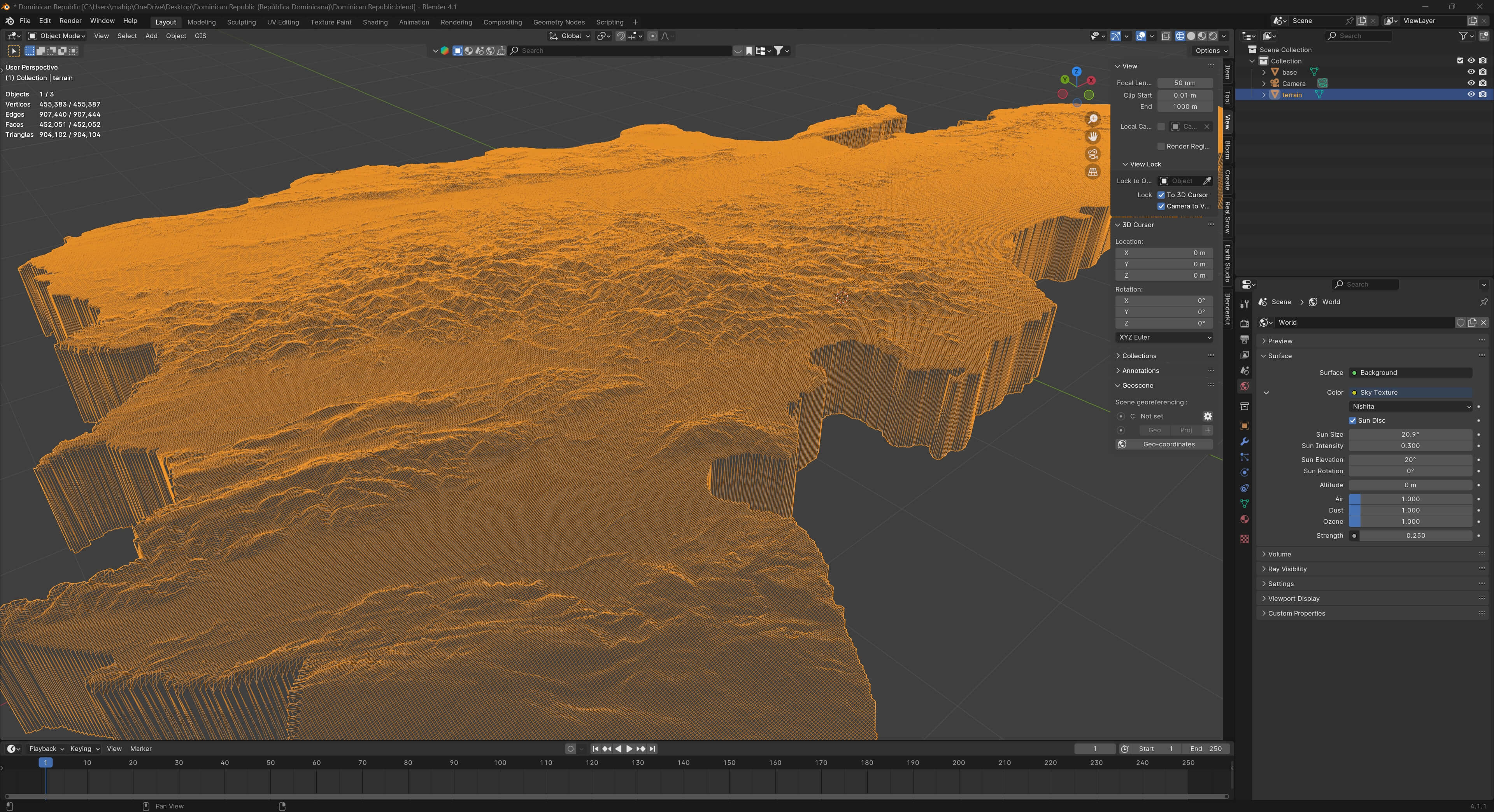 Dominican Republic Terrain Map - 3D Model by 3dstudio