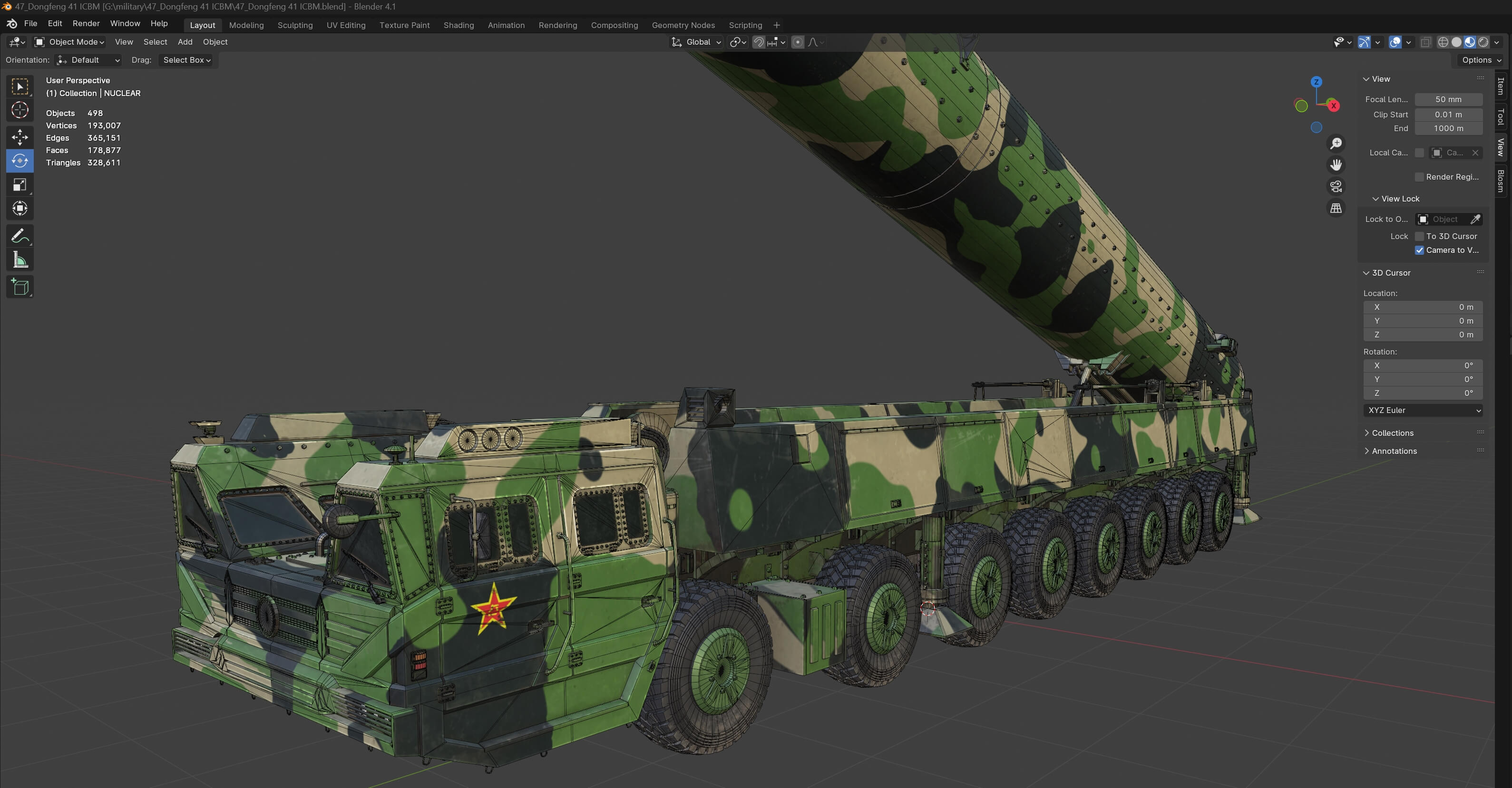 Dongfeng 41 Icbm Ballistic Missile - 3D Model by 3dstudio