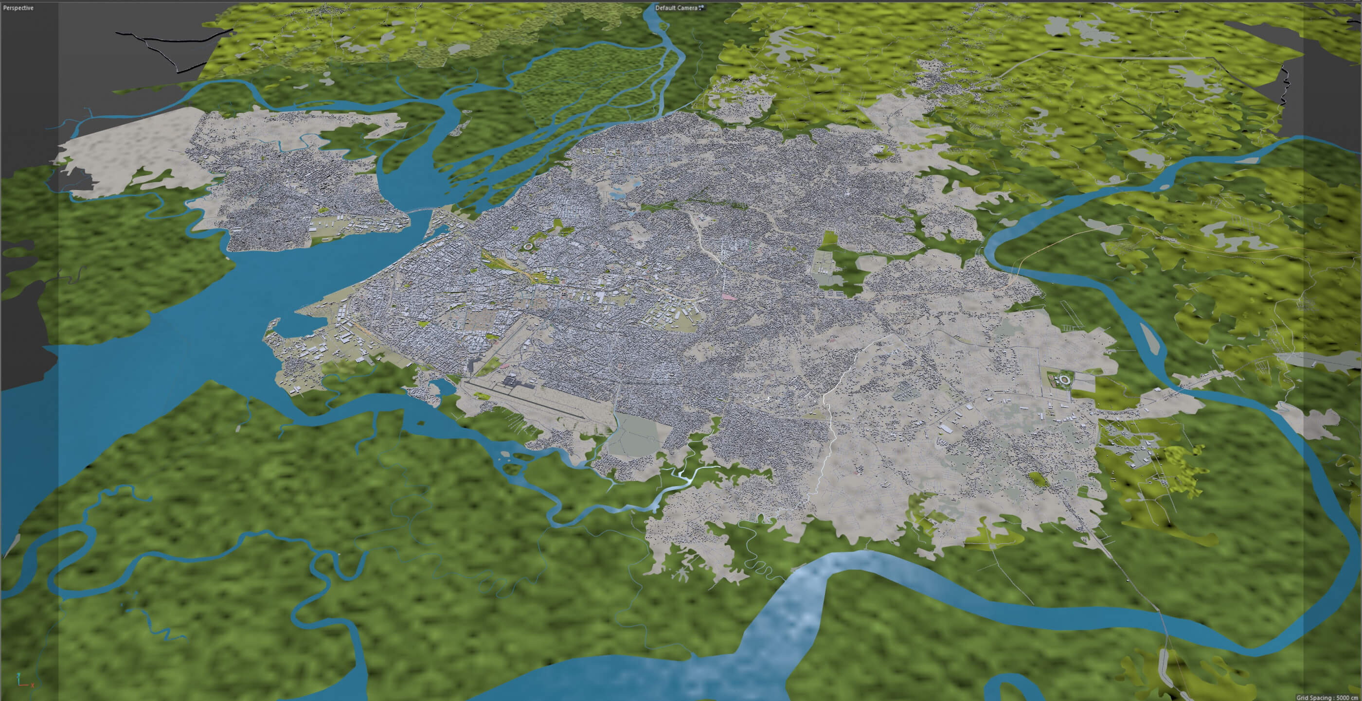 Douala Cameroon City 3D Model 30km by 3dstudio