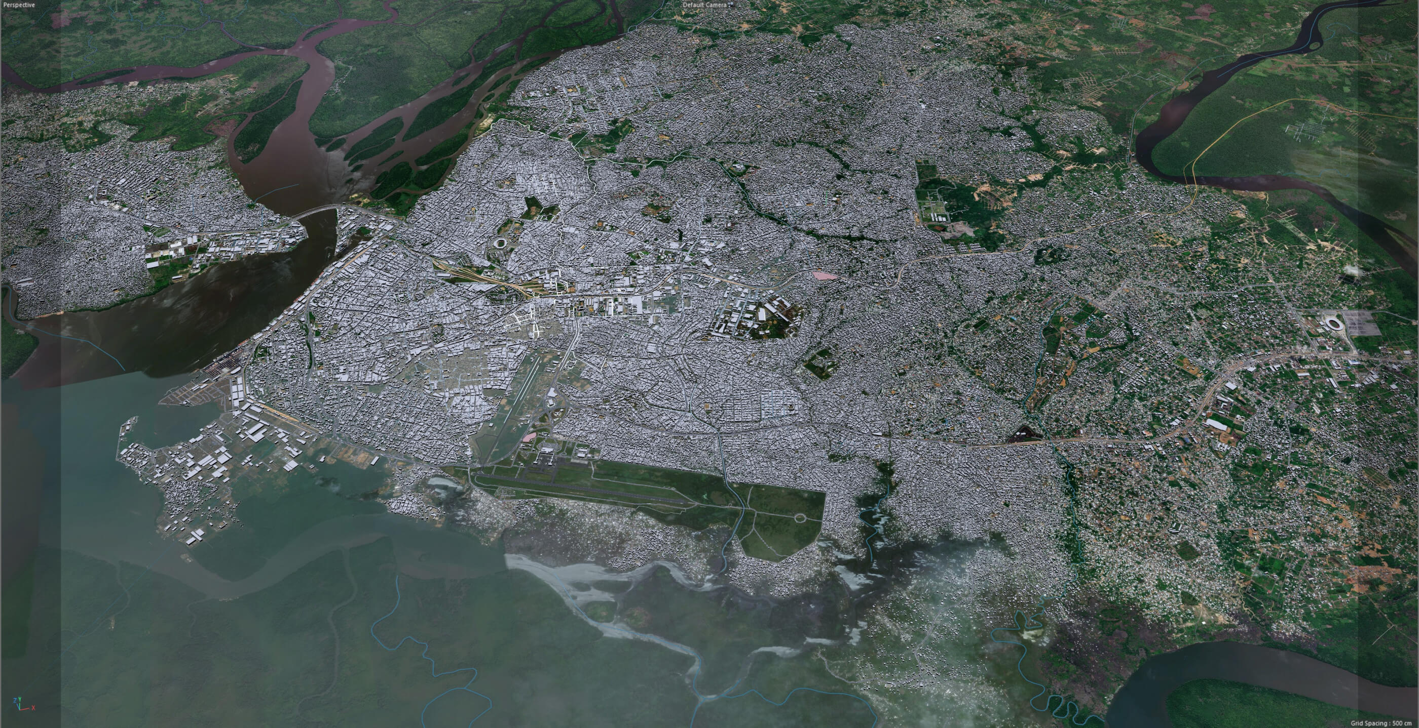Douala Cameroon City 3D Model 30km by 3dstudio