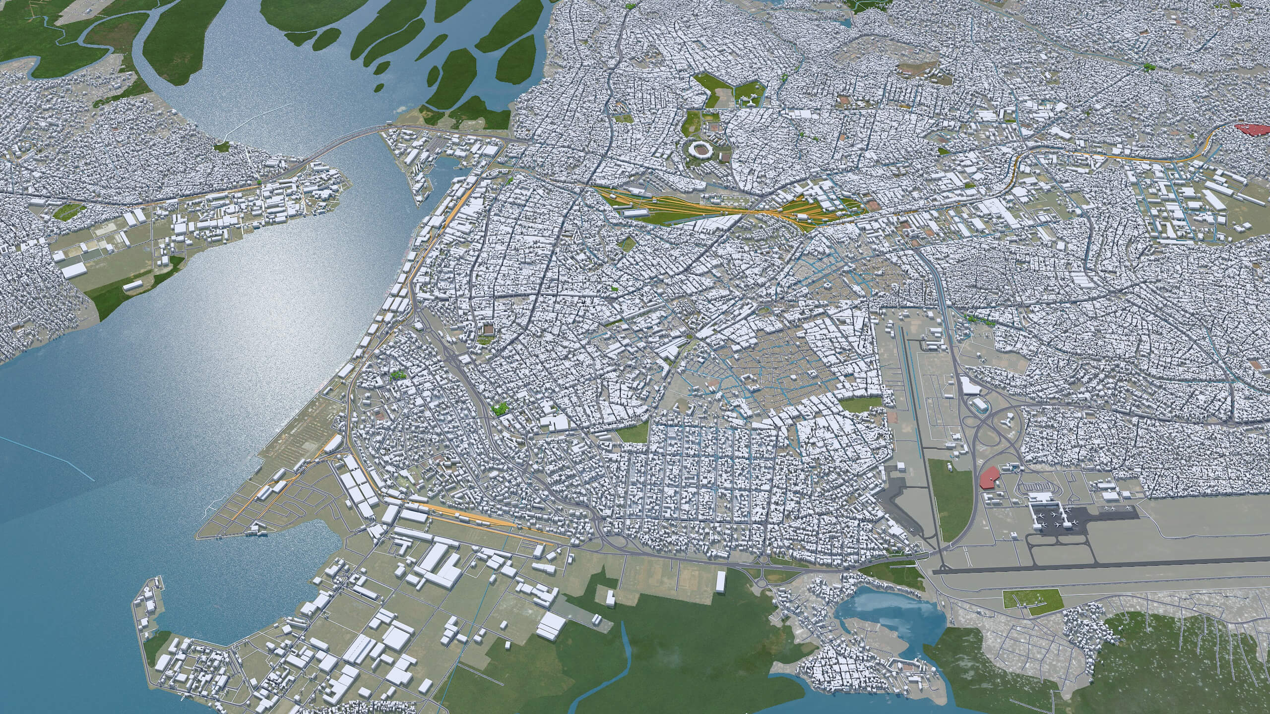 Douala City Cameroon 3D Model 30km by 3dstudio