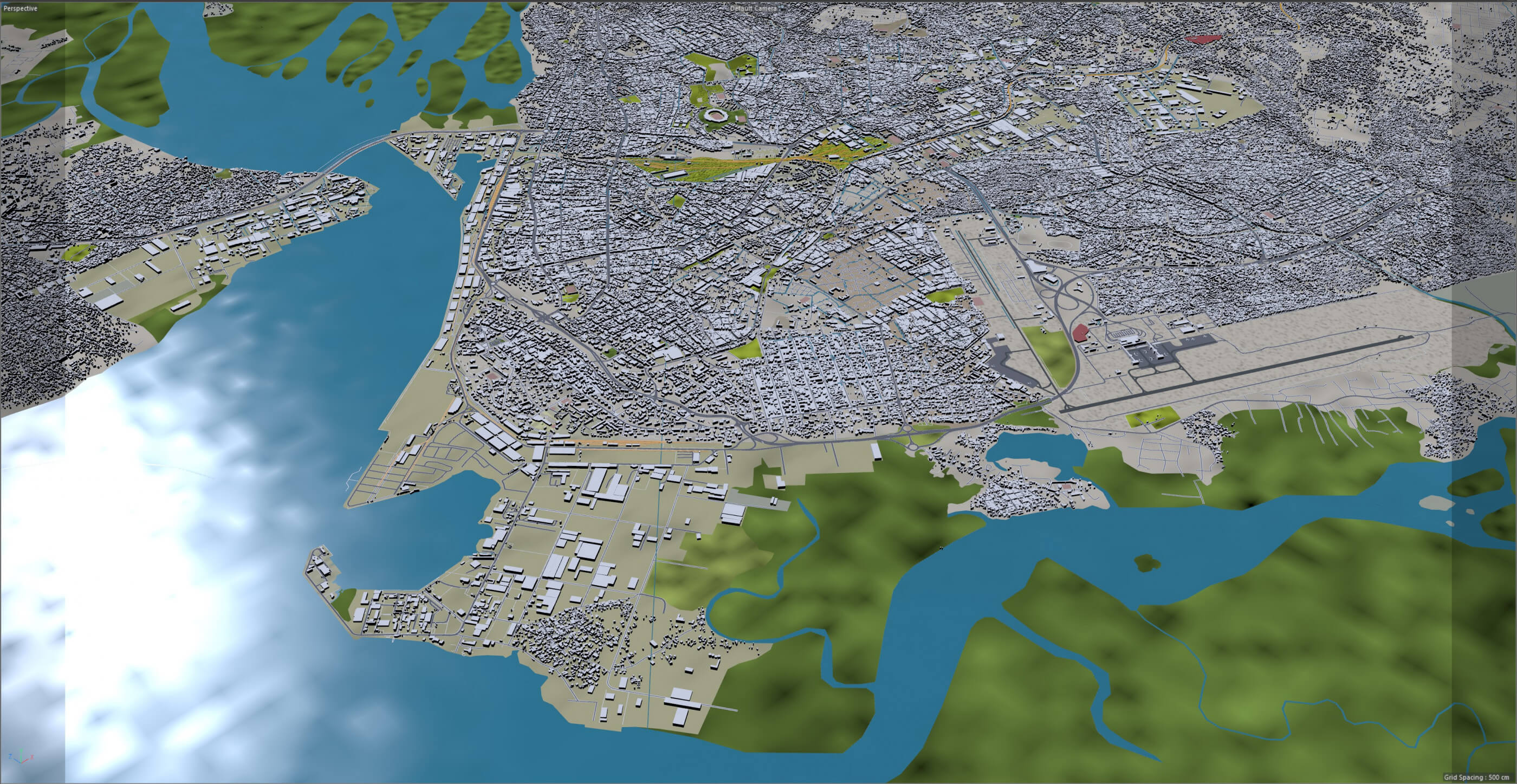 Douala City Cameroon 3D Model 30km by 3dstudio