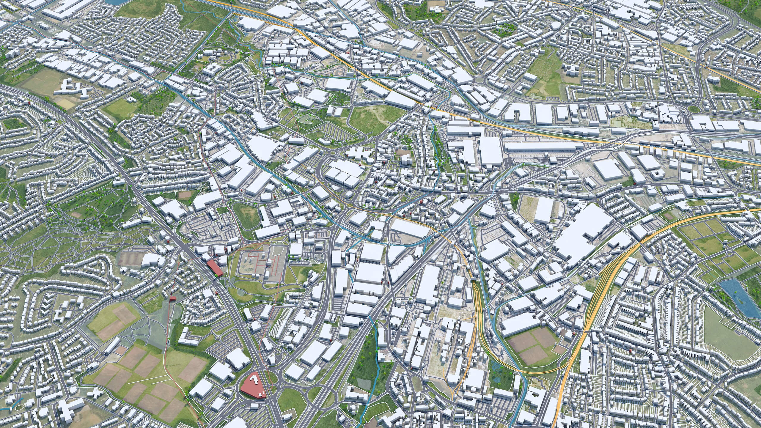 Dudley City United Kingdom 3D Model 30km by 3dstudio