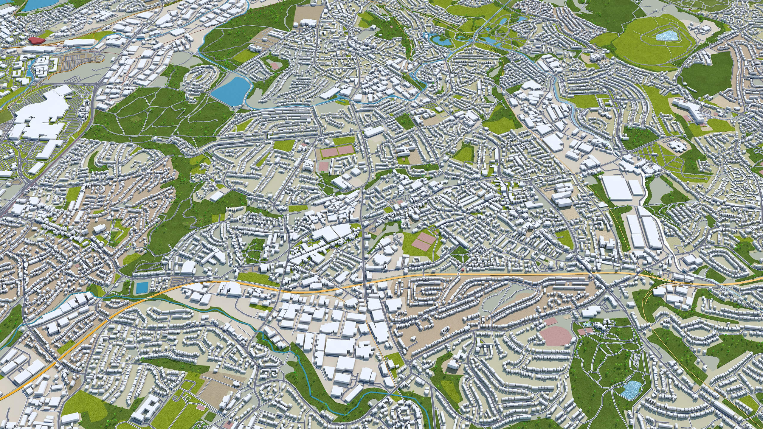 Dudley City United Kingdom 3D Model 30km by 3dstudio